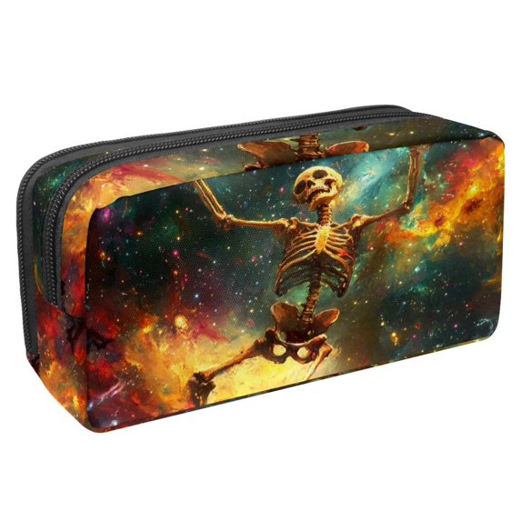 PhooArto Pencil Case, Dancing Skeleton Colorful Galaxy Large Capacity ...
