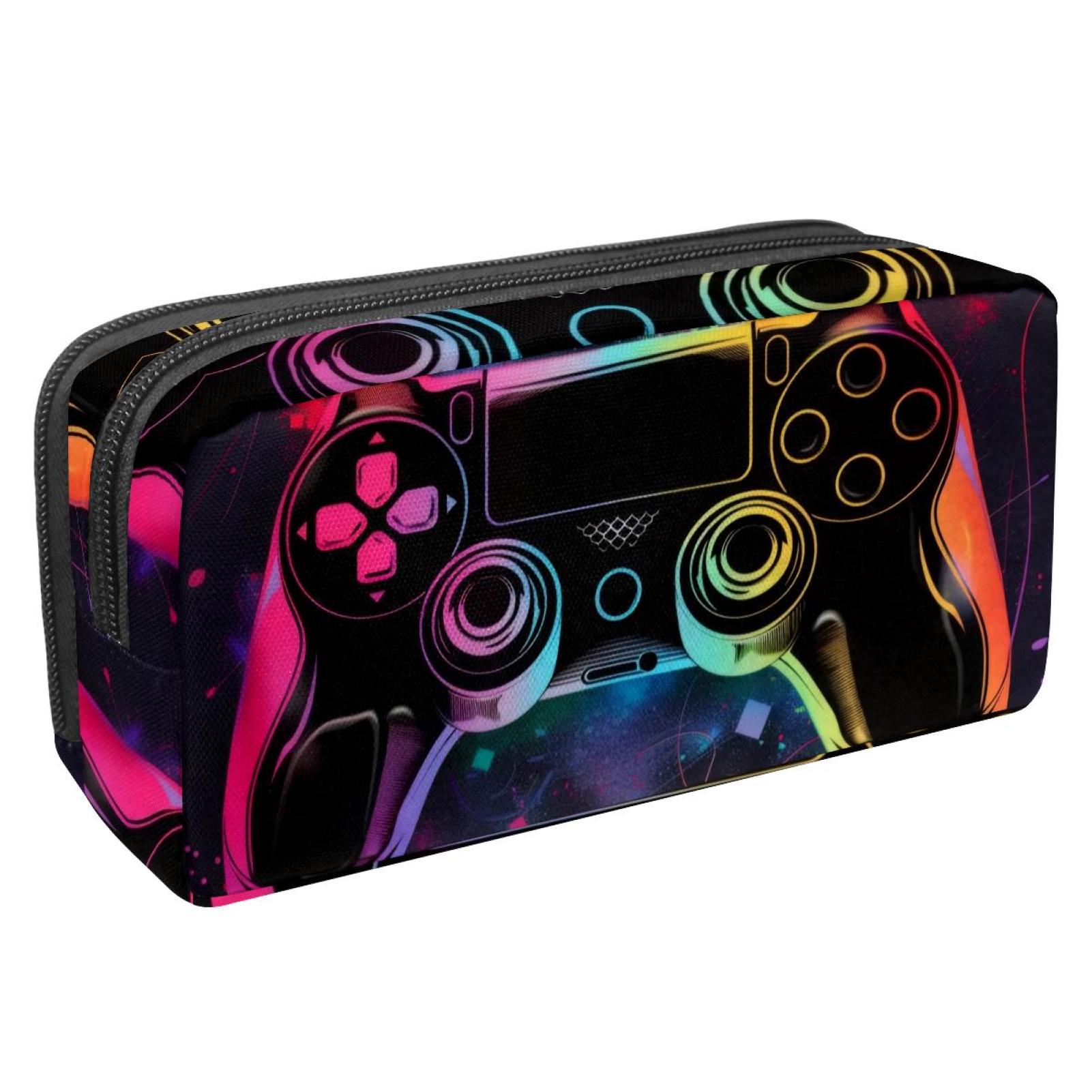 PhooArto Pencil Case, Gamer Controller Splash Pattern Large Capacity ...