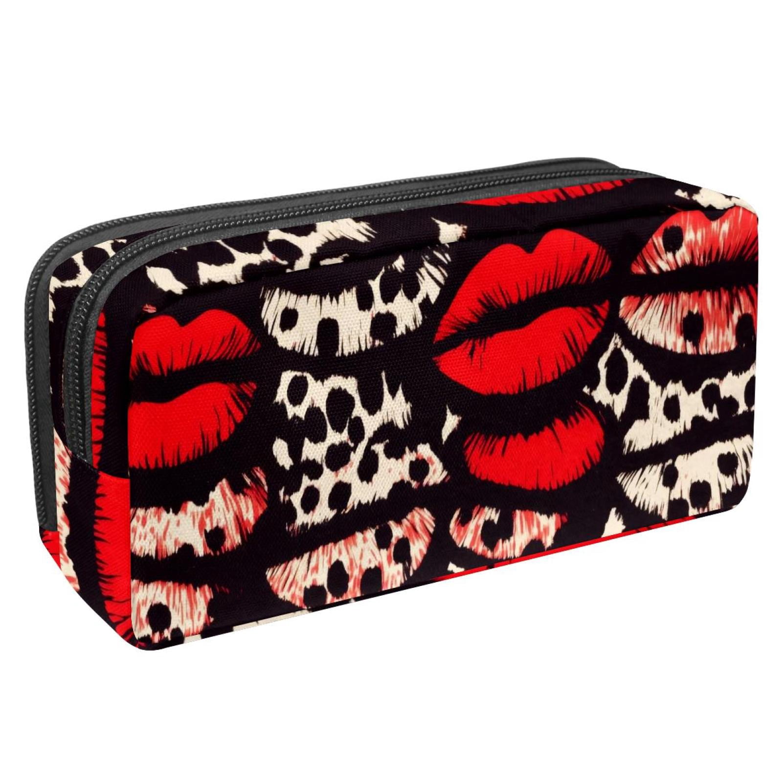 PhooArto Pencil Case, Leopard Lips Print Large Capacity Pencil Pouch ...