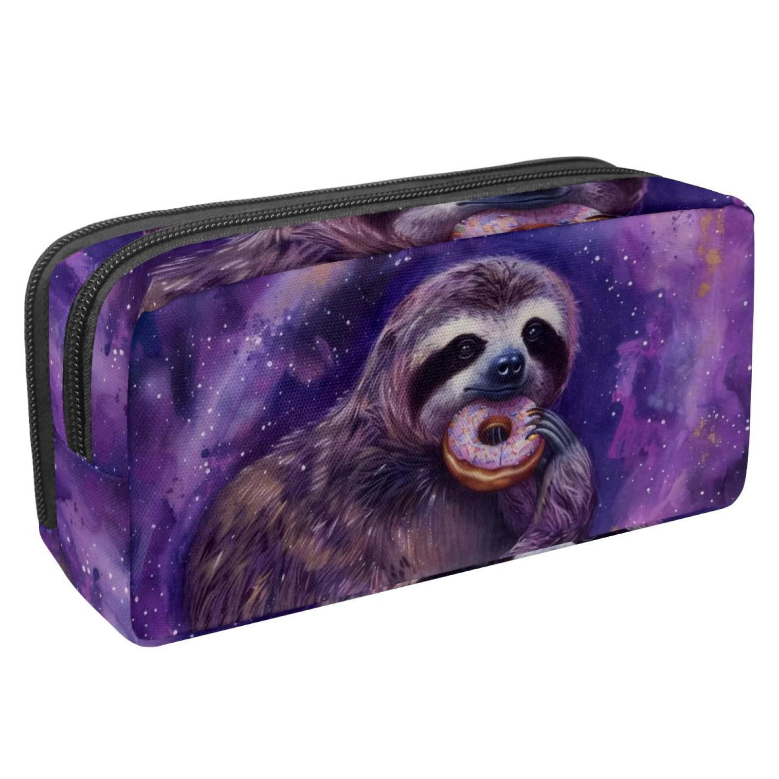 PhooArto Pencil Case, Purple Galaxy Sloth Donut Large Capacity Pencil ...
