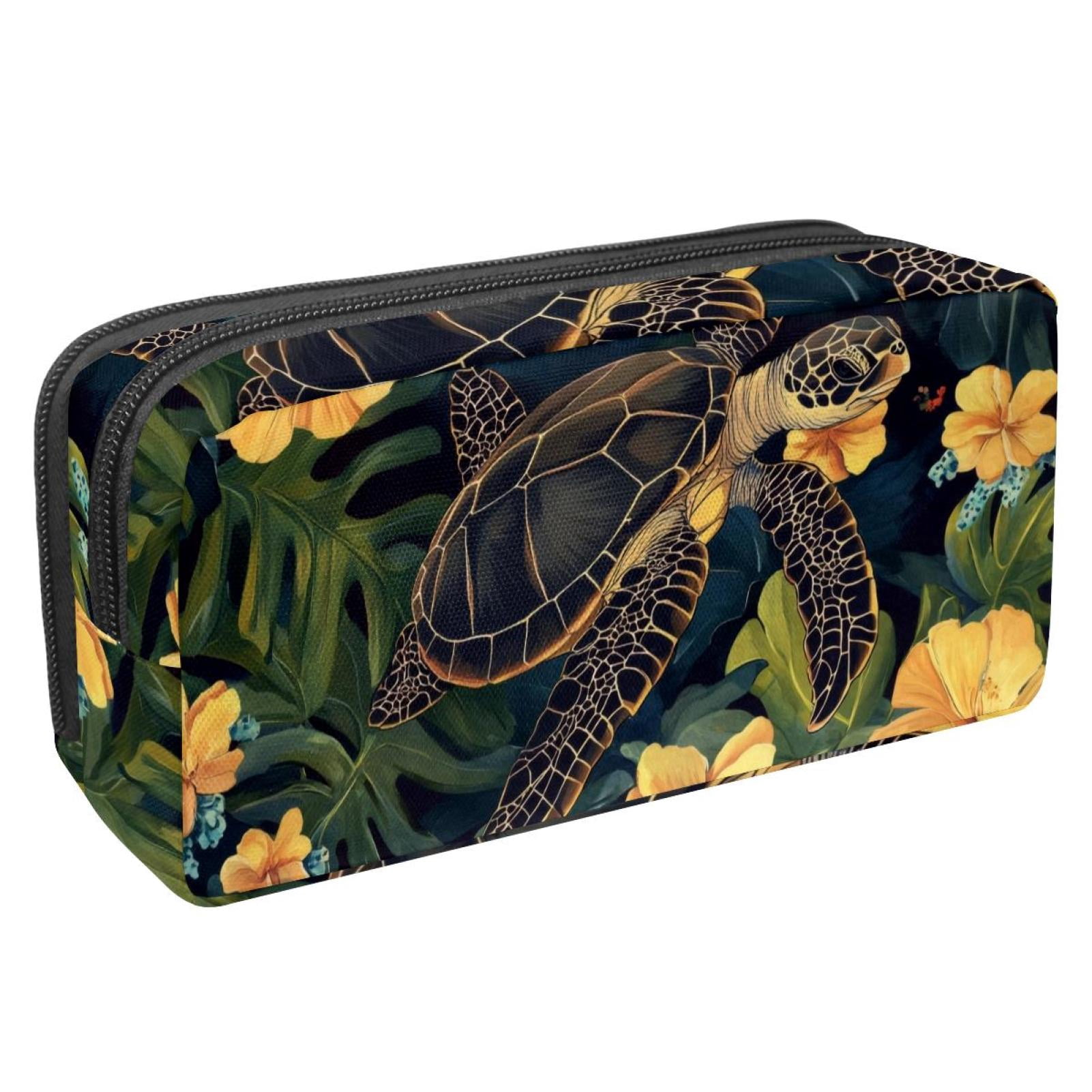PhooArto Pencil Case, Sea Turtles Yellow Floral Pattern Large Capacity ...