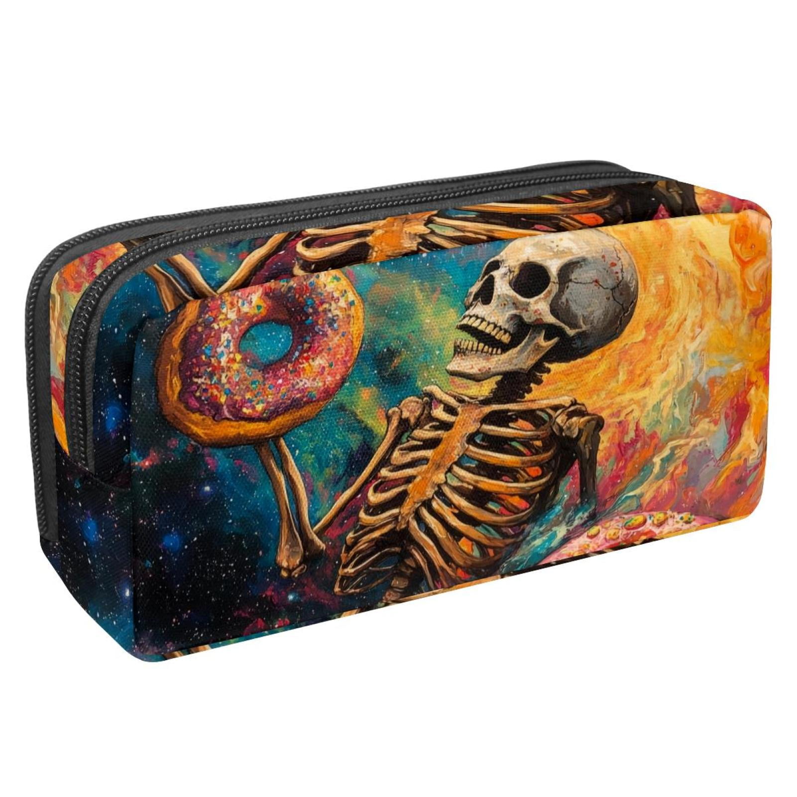 PhooArto Pencil Case, Skeleton and Donuts in Galaxy Large Capacity ...