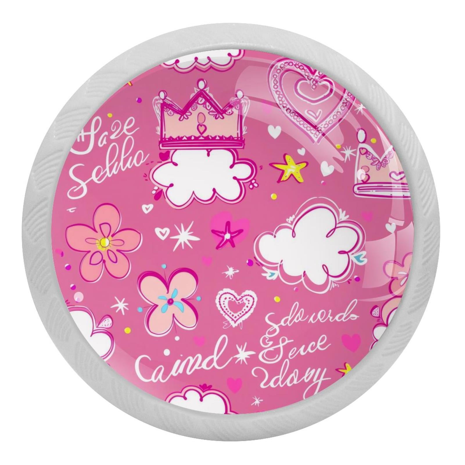 PhooArto Pink Princess Flowers Cloud Pattern 4 PCS Crystal Glass ...