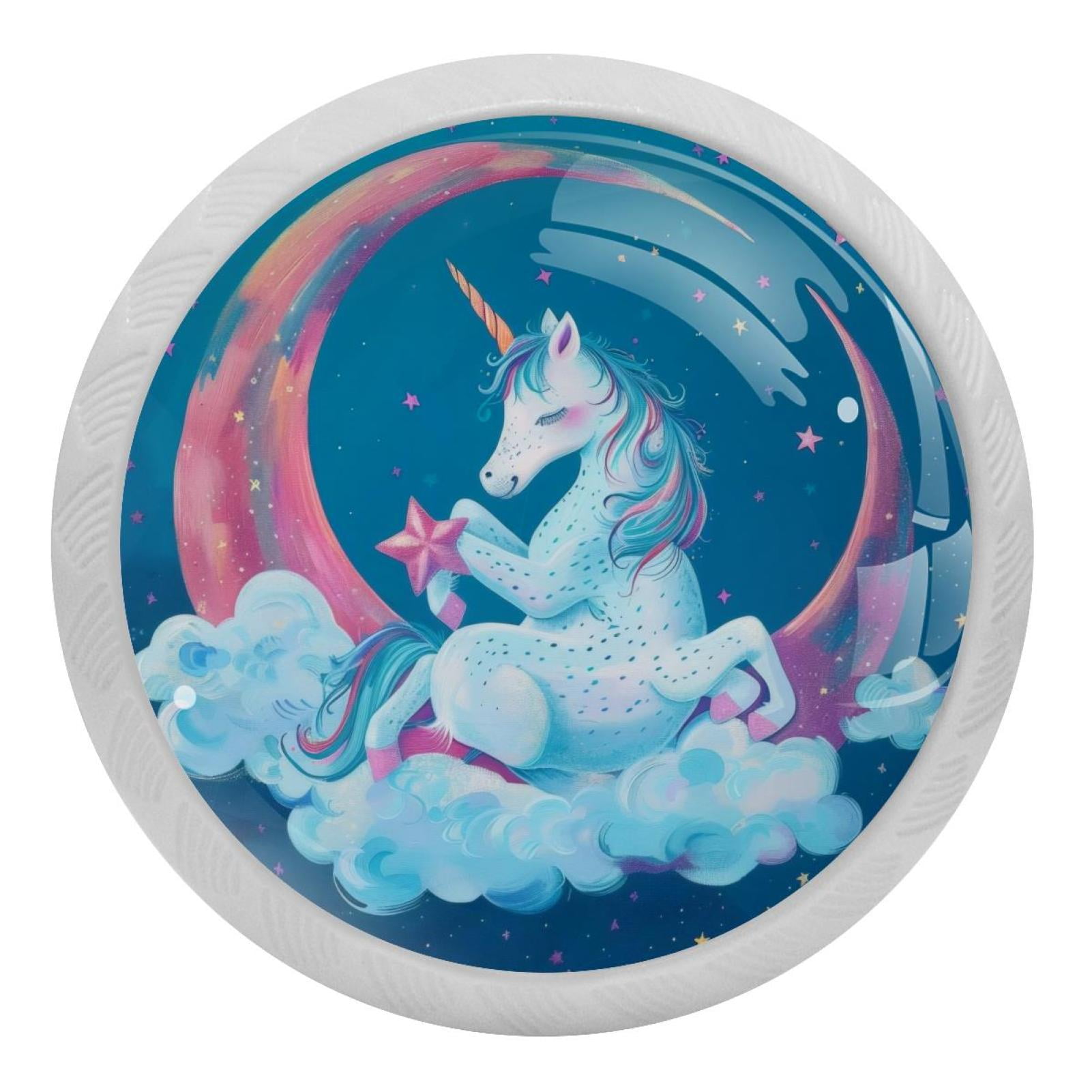 PhooArto Pink Unicorns Cloud 4 PCS Crystal Glass Cabinet Knobs, Drawer ...