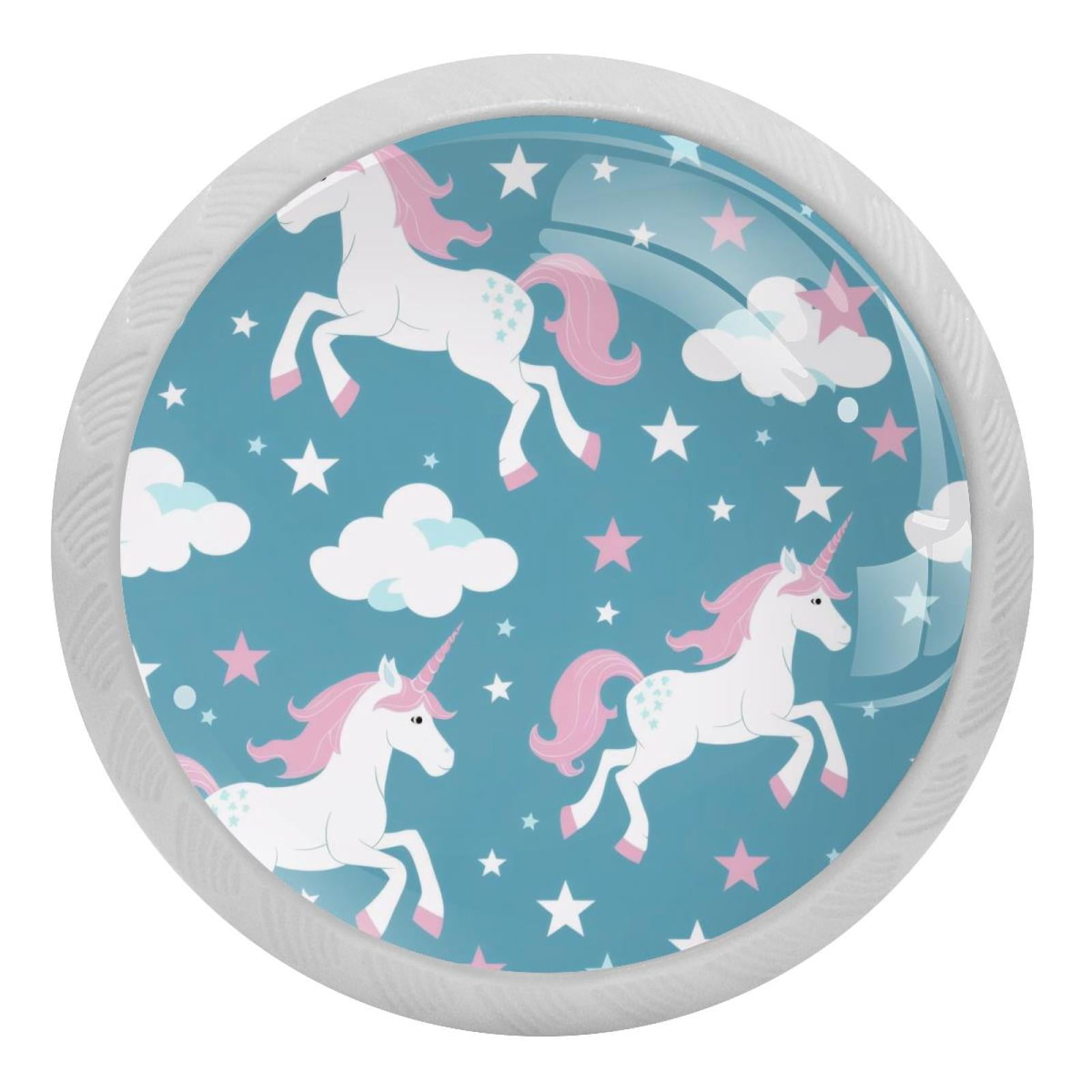 PhooArto Pink Unicorns Cloud Pattern 4 PCS Crystal Glass Cabinet Knobs ...
