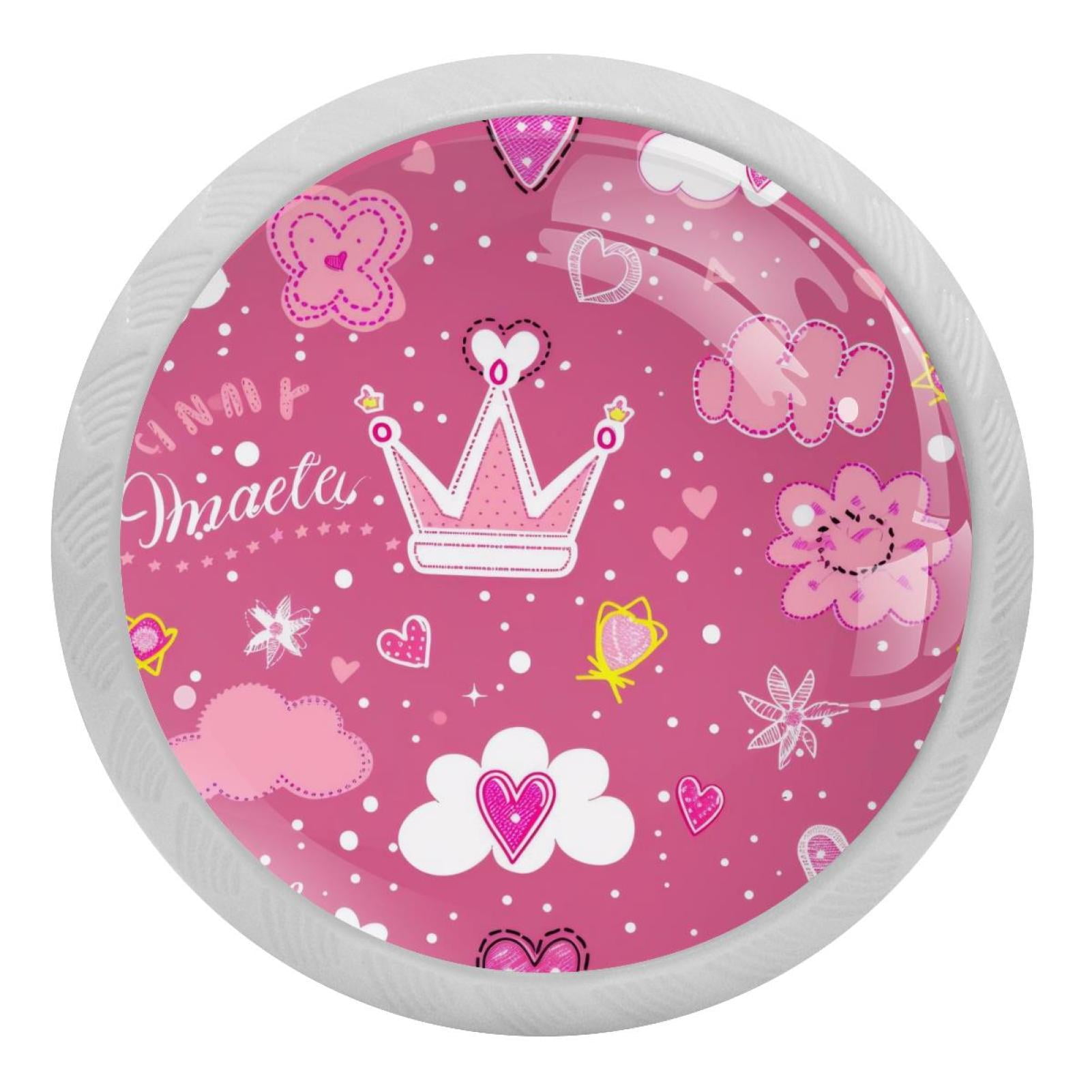 PhooArto Princess Flowers Cloud Pink Pattern 4 PCS Crystal Glass ...