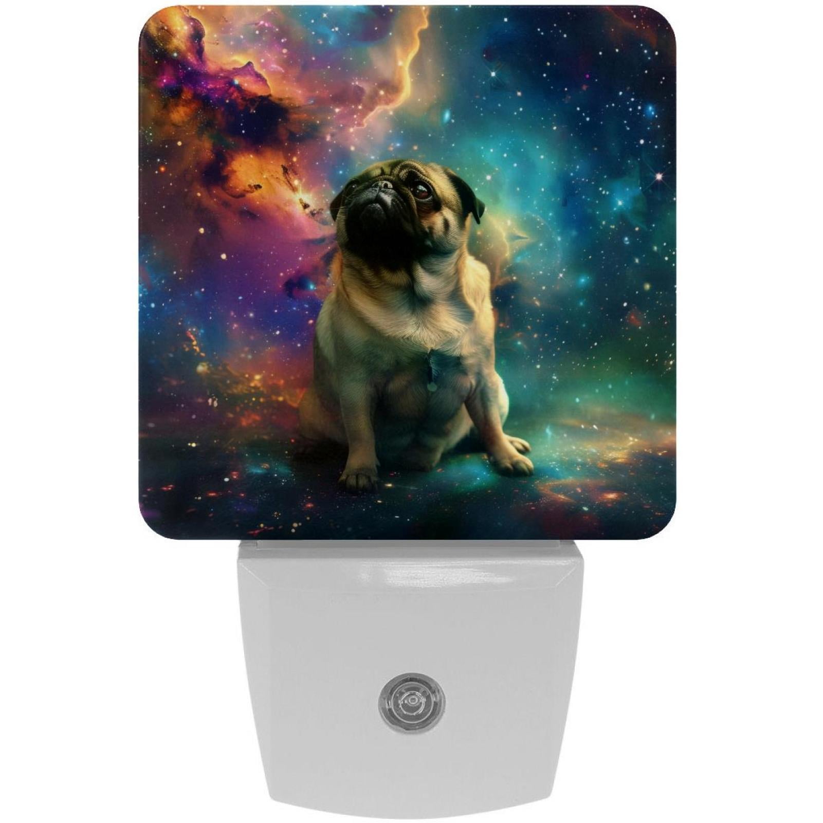 PhooArto Pug Dog Space Galaxy Plug in LED Night Light Auto Sensor Dusk ...