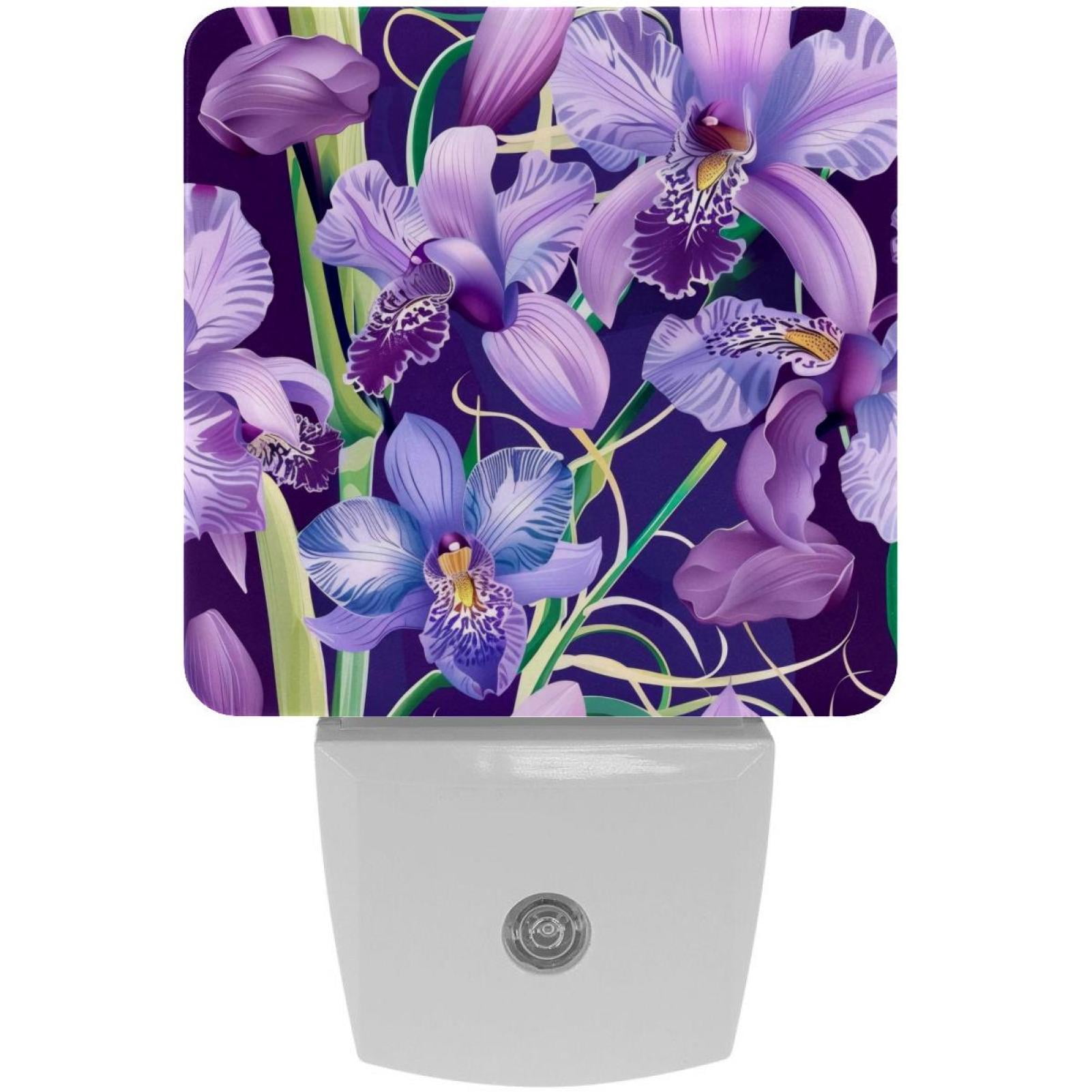 PhooArto Purple Orchid Flower Pattern Plug in LED Night Light Auto ...