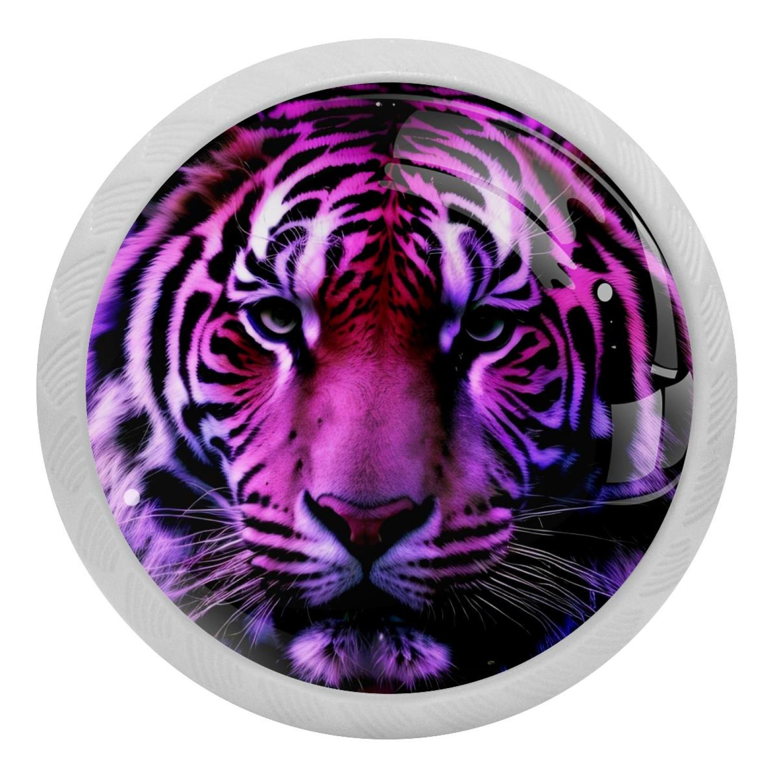 PhooArto Purple Tiger Head 4 PCS Crystal Glass Cabinet Knobs, Drawer ...