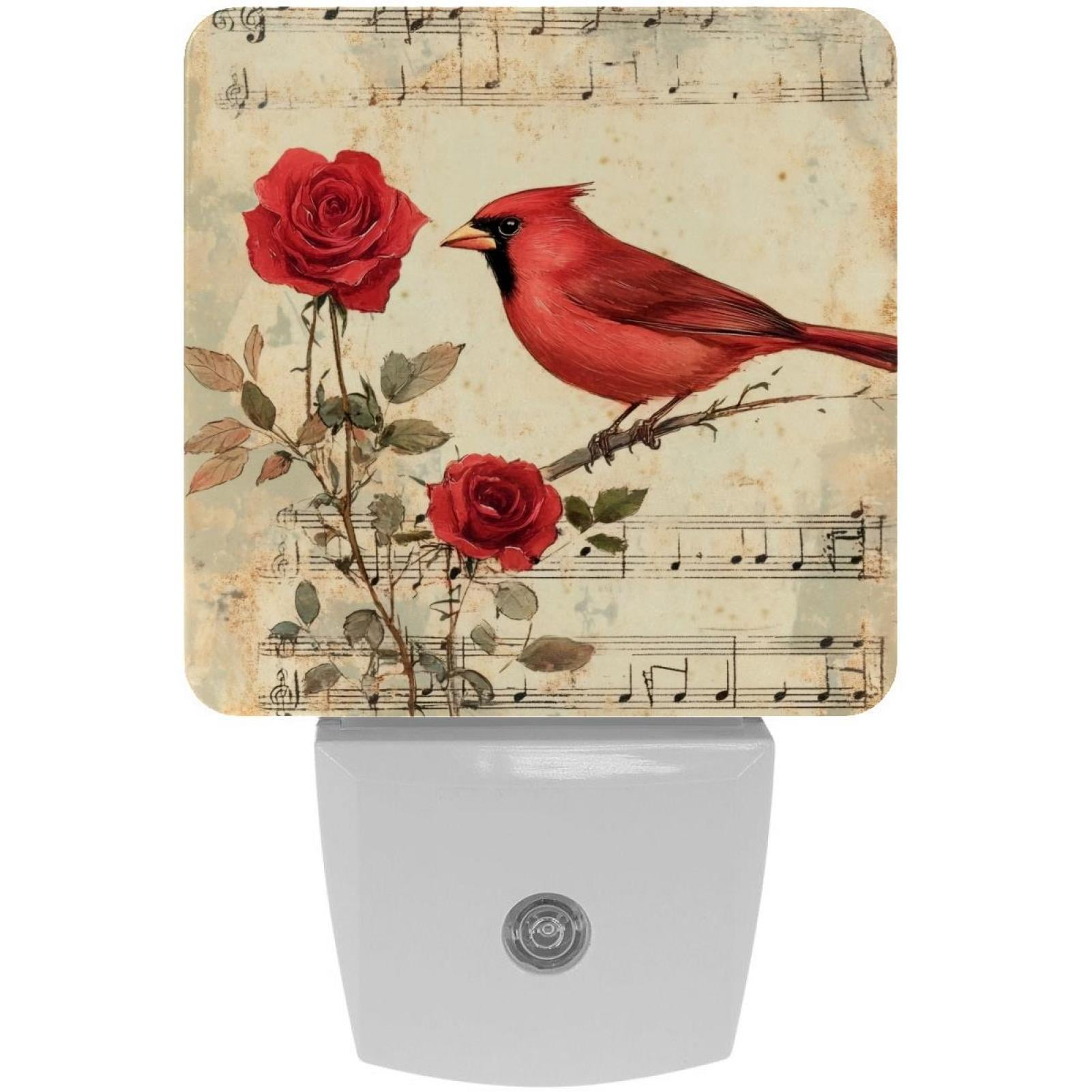 PhooArto Red Bird Rose Music Notes Plug in LED Night Light Auto Sensor ...