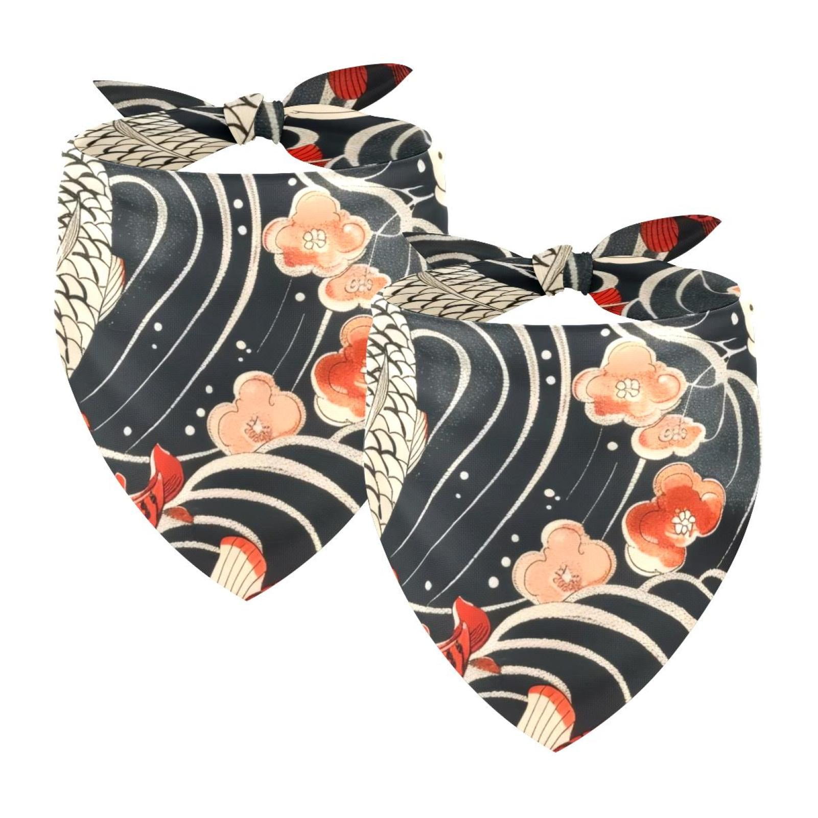 PhooArto Red Carp Fish Wave Pattern Dog Bandanas, 2 Pack Soft Washable ...