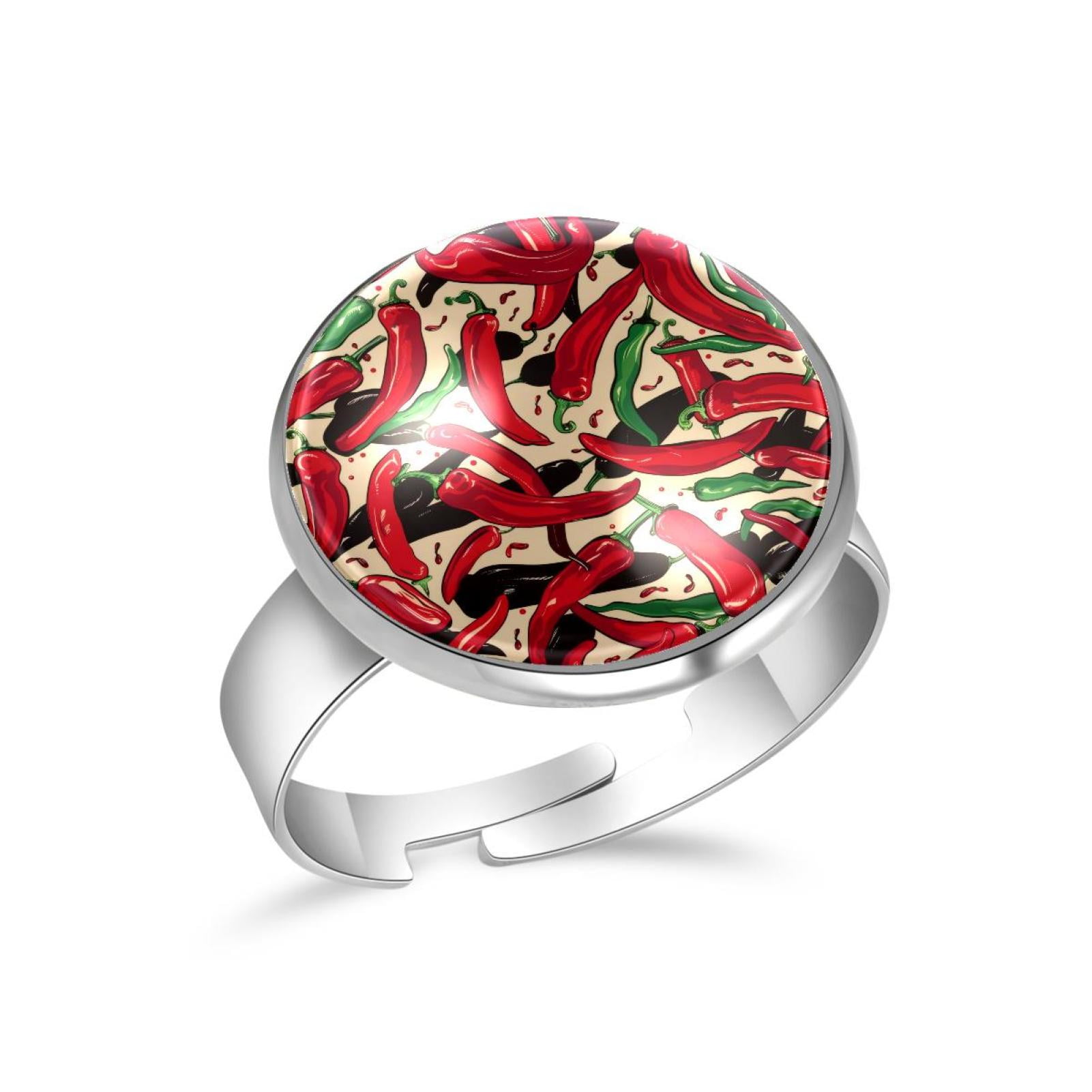 PhooArto Red Hot Chili Pepper Pattern Stainless Steel Rings for Women ...