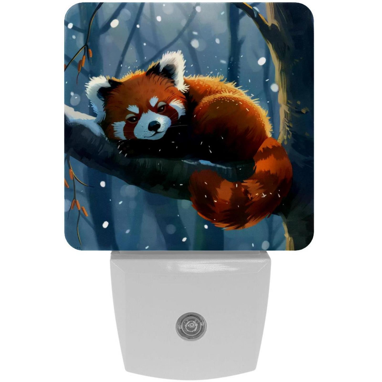 PhooArto Red Panda on Tree Branches Plug in LED Night Light Auto Sensor ...