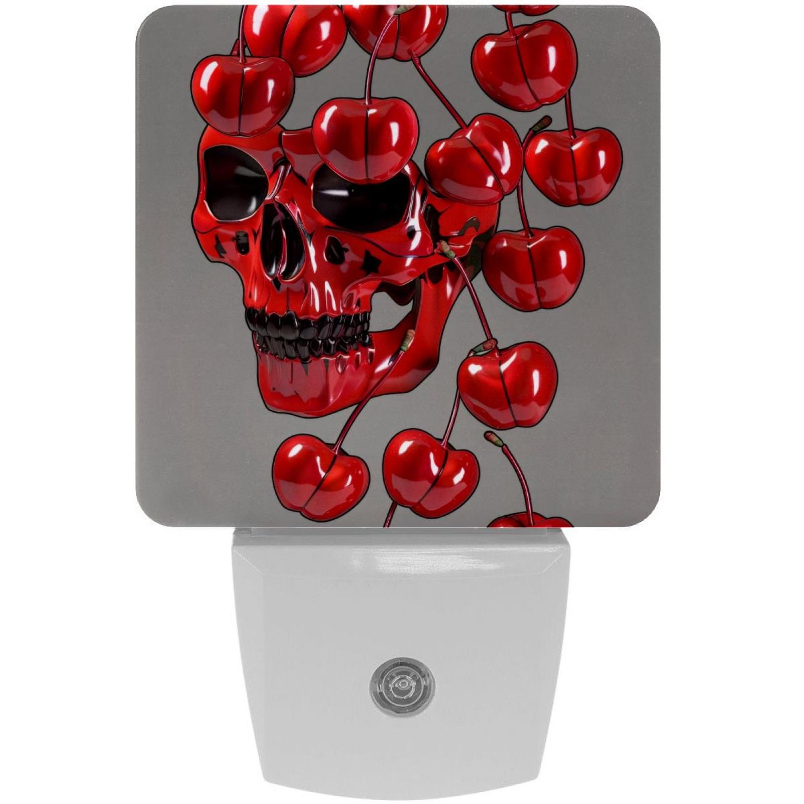 PhooArto Red Skull Head Cherry Plug in LED Night Light Auto Sensor Dusk ...