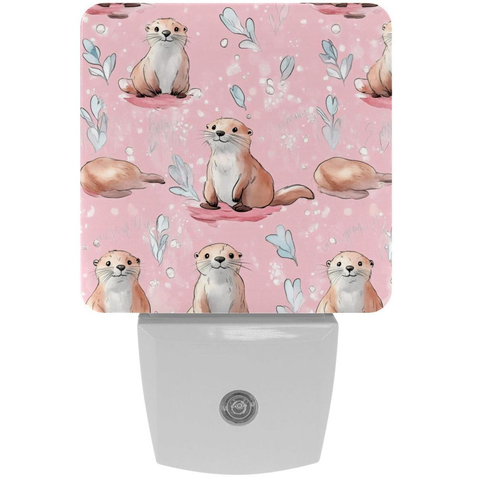 PhooArto Sea Otter Pink Pattern Plug in LED Night Light Auto Sensor ...