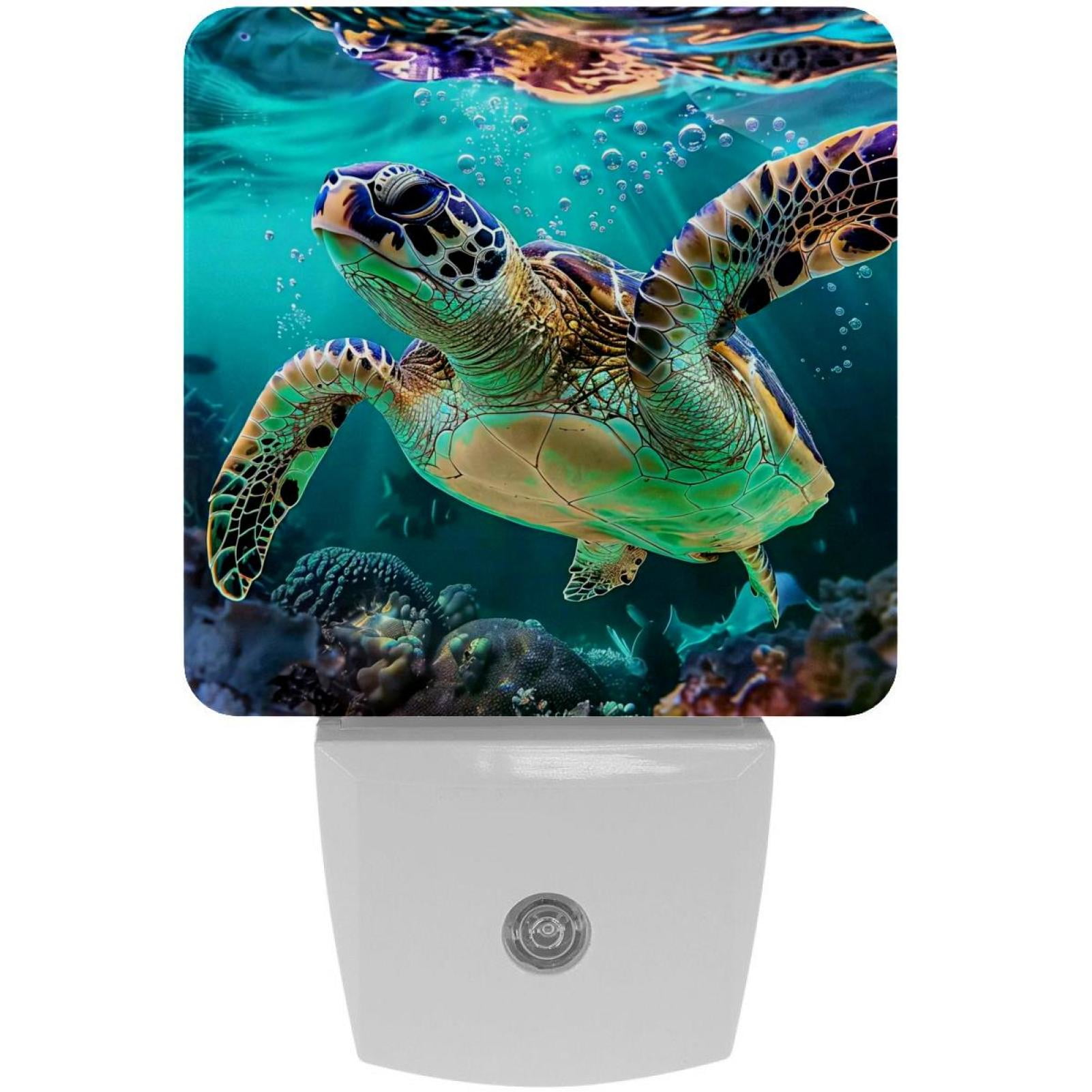 PhooArto Sea Turtle Swimming Underwater Plug in LED Night Light Auto ...
