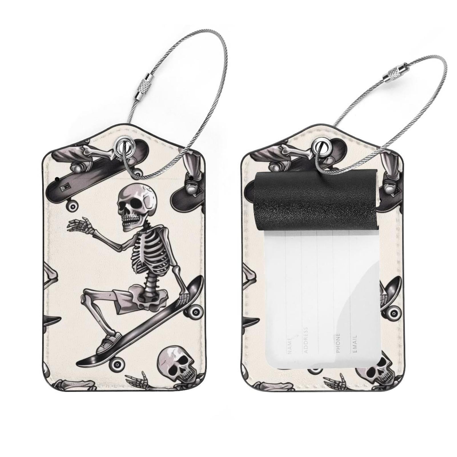 PhooArto Skateboard Skeleton Luggage Tags with Stainless Steel Loop, 2 ...