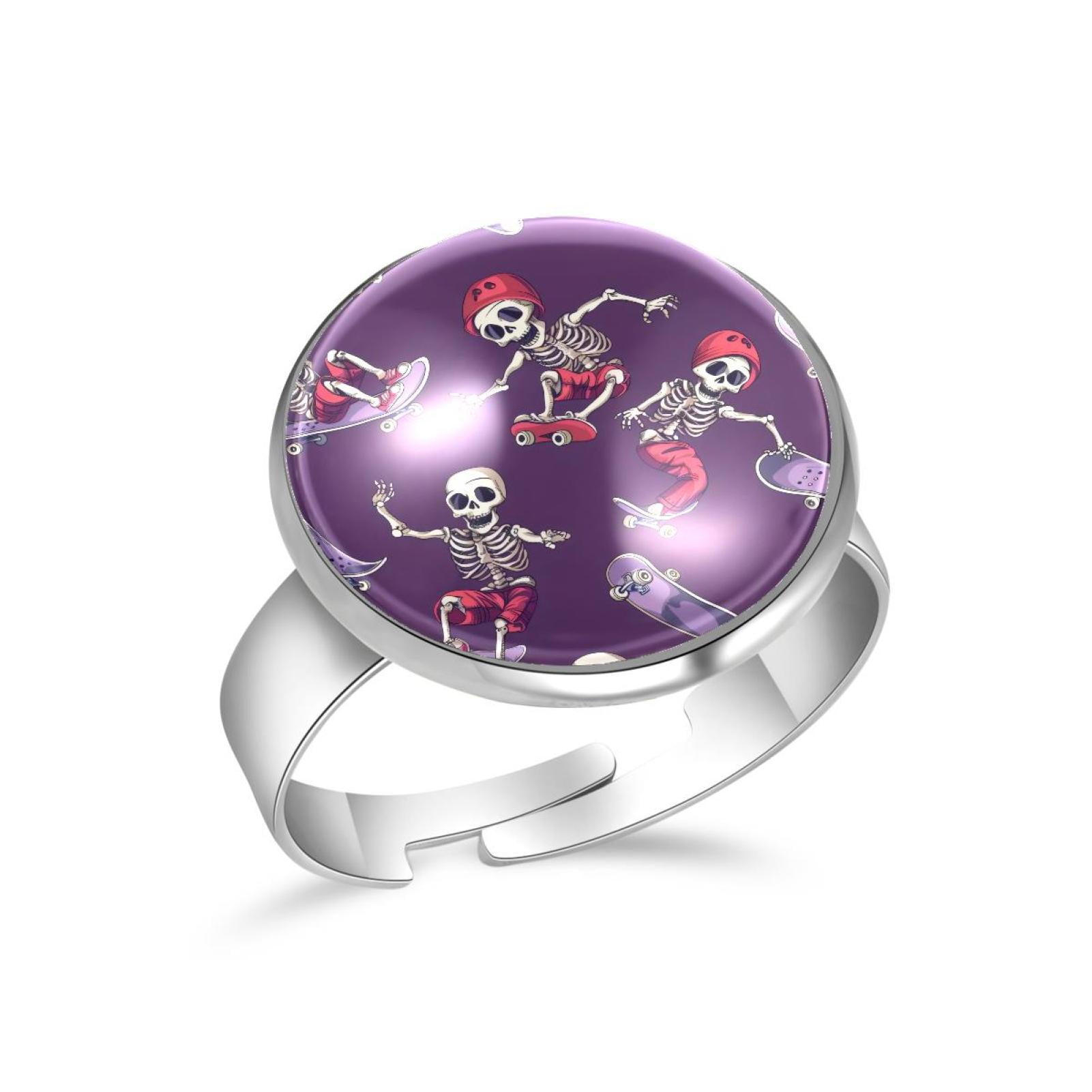 PhooArto Skeleton Skateboard Patterns Stainless Steel Rings for Women ...