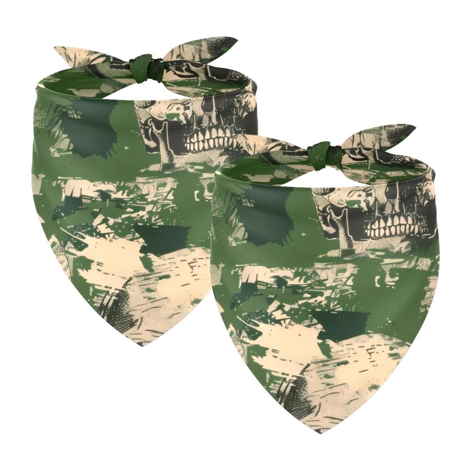 PhooArto Skull Green Camouflage Pattern Dog Bandanas, 2 Pack Soft ...