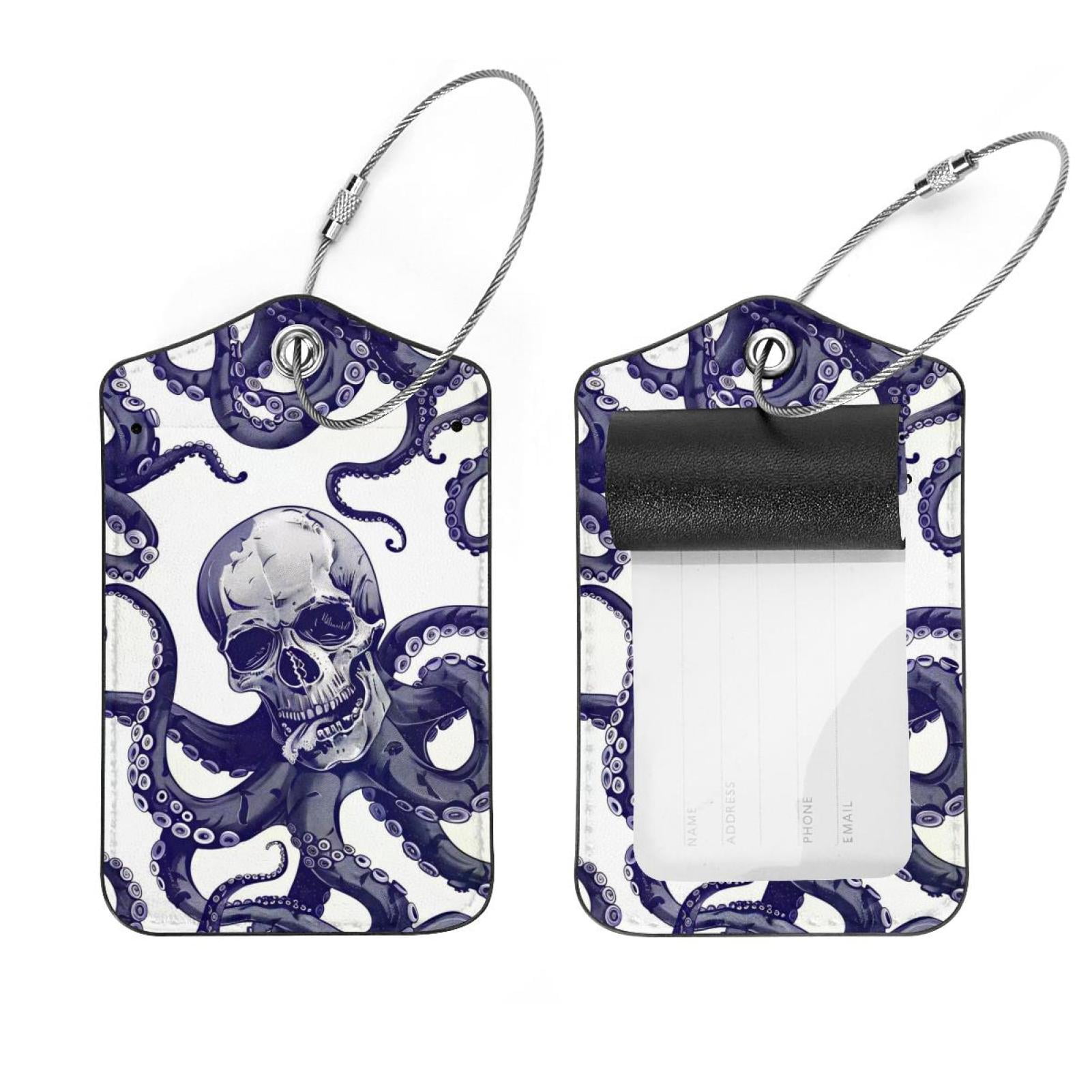 PhooArto Skull Octopus Tentacles Pattern Luggage Tags with Stainless ...