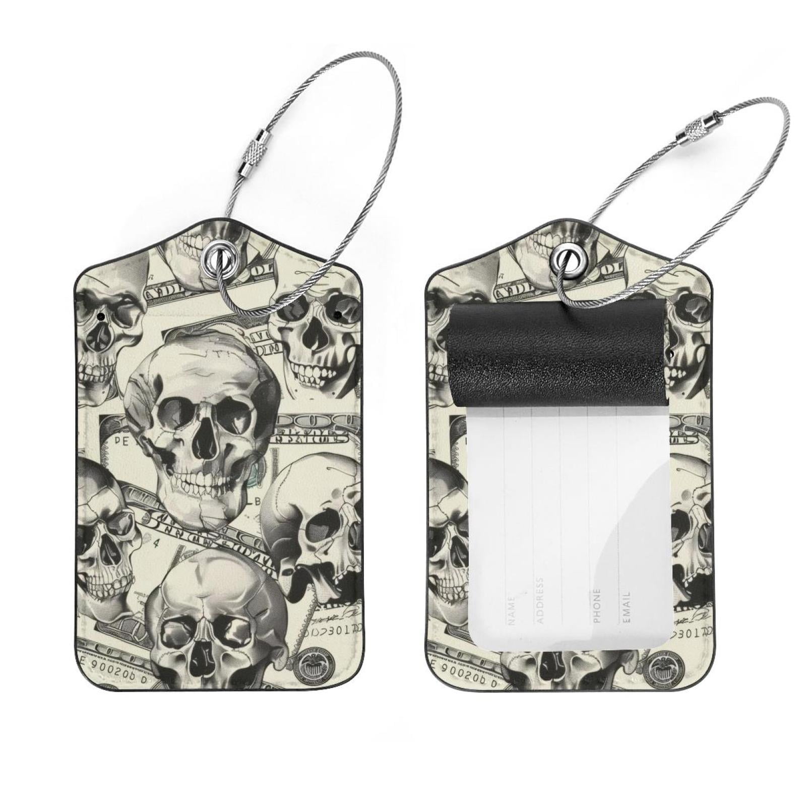 PhooArto Skulls and Dollar Patttern Luggage Tags with Stainless Steel ...