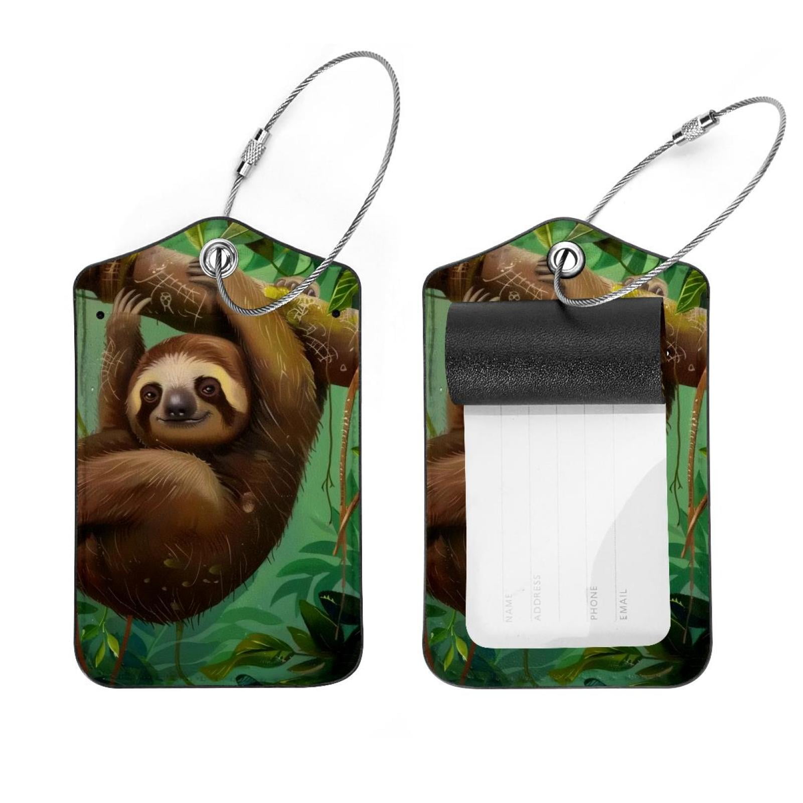 PhooArto Sloth Forest Tree Luggage Tags with Stainless Steel Loop, 2 ...