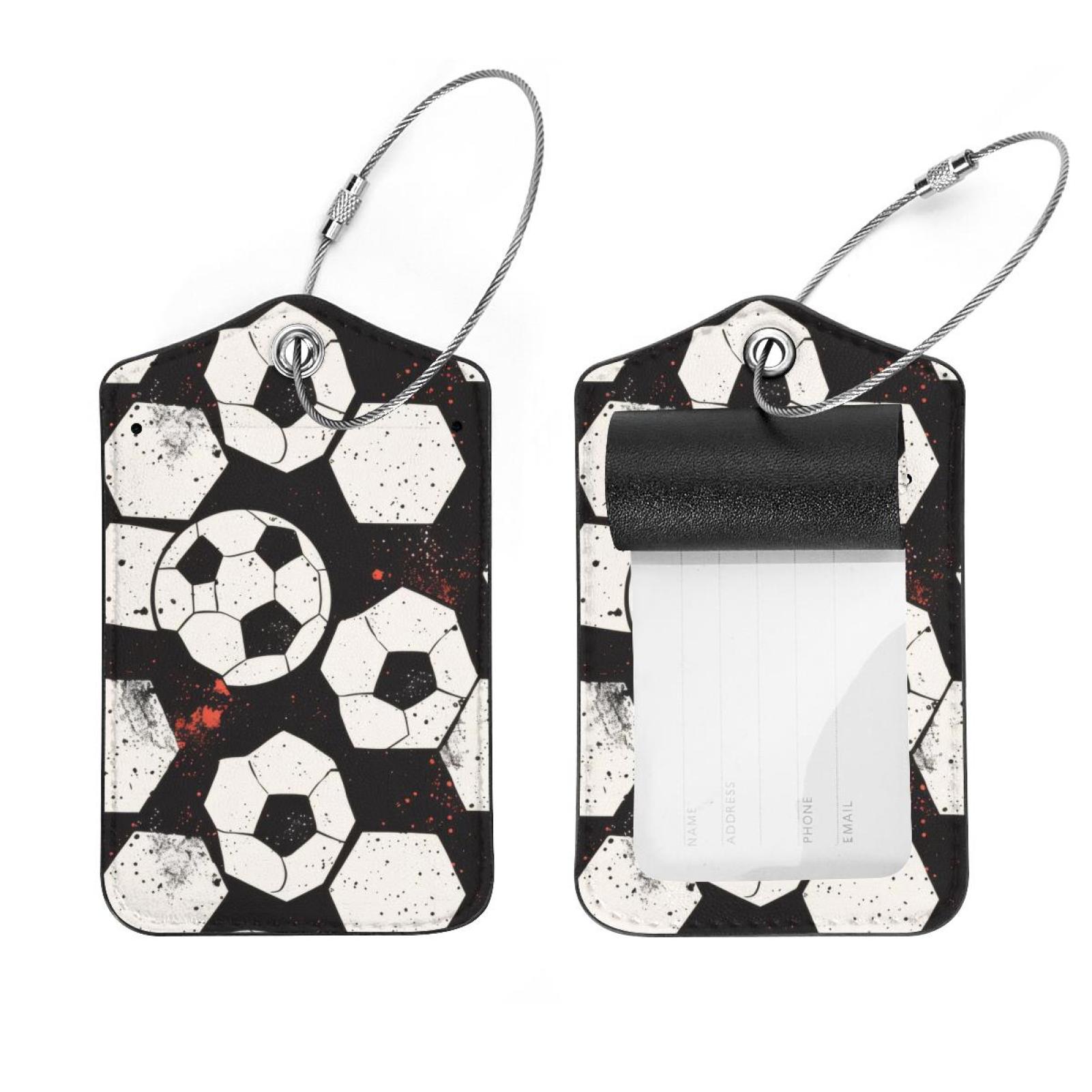 PhooArto Soccer Football Black Pattern Luggage Tags with Stainless ...