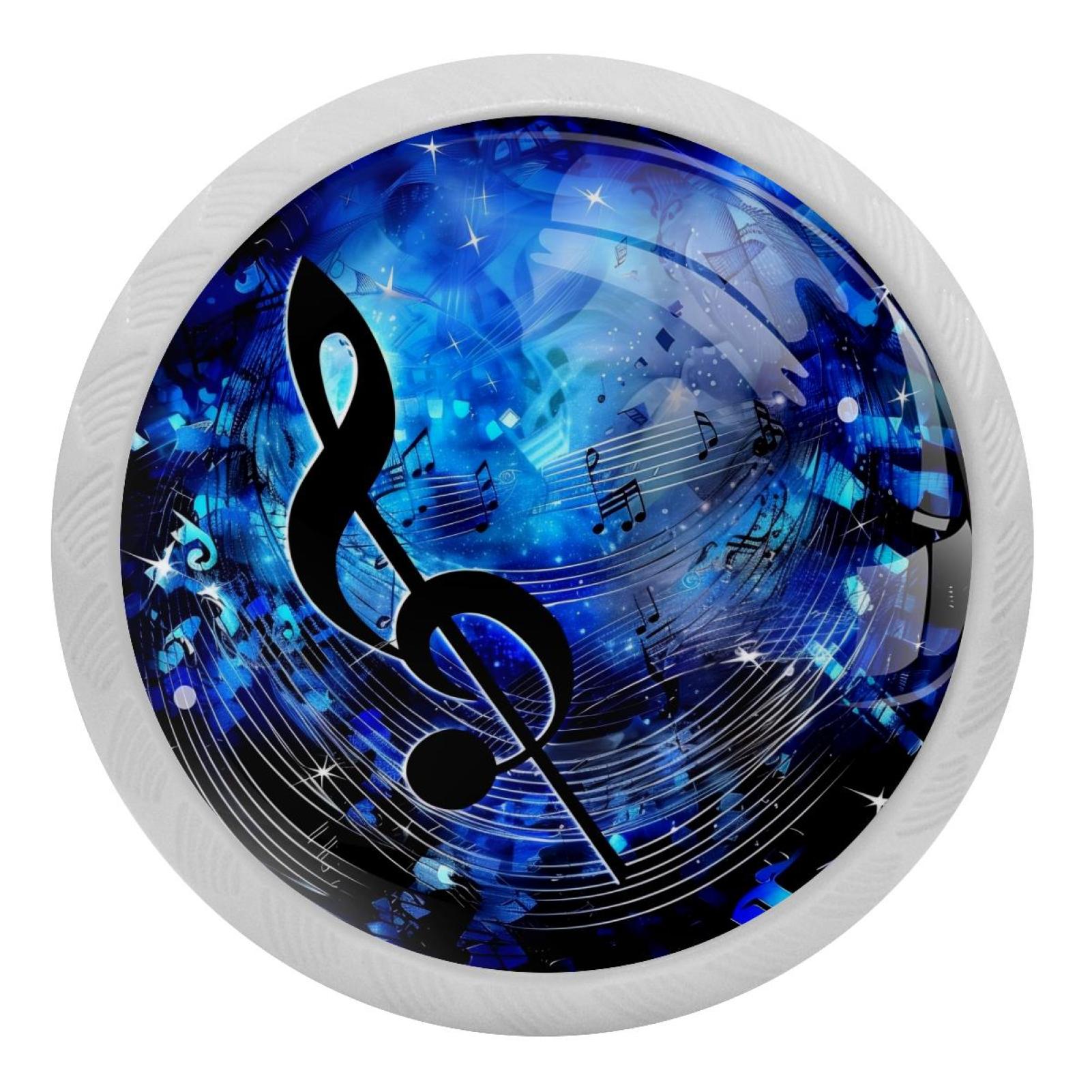 PhooArto Stars Blue Music Notes 4 PCS Crystal Glass Cabinet Knobs ...