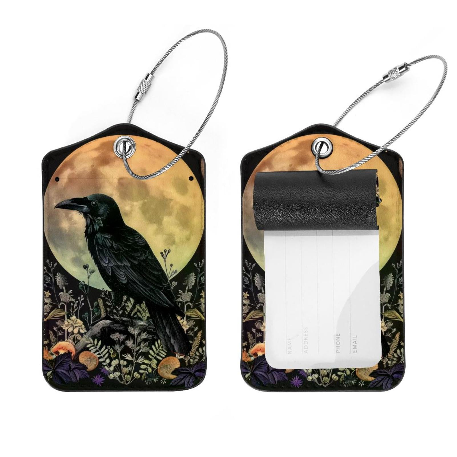 PhooArto Sun Moon Crow Mushroom Plant Luggage Tags with Stainless Steel ...