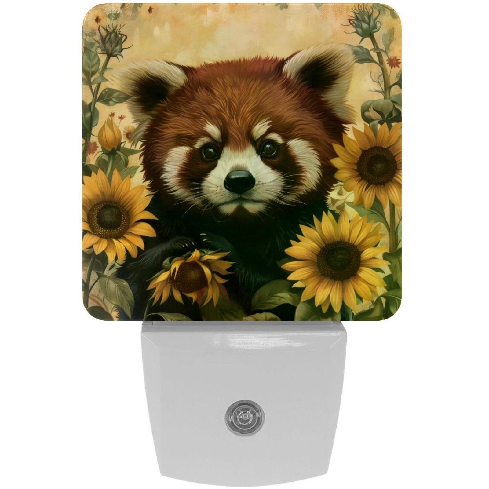 PhooArto Sunflowers Red Panda Pattern Plug in LED Night Light Auto ...