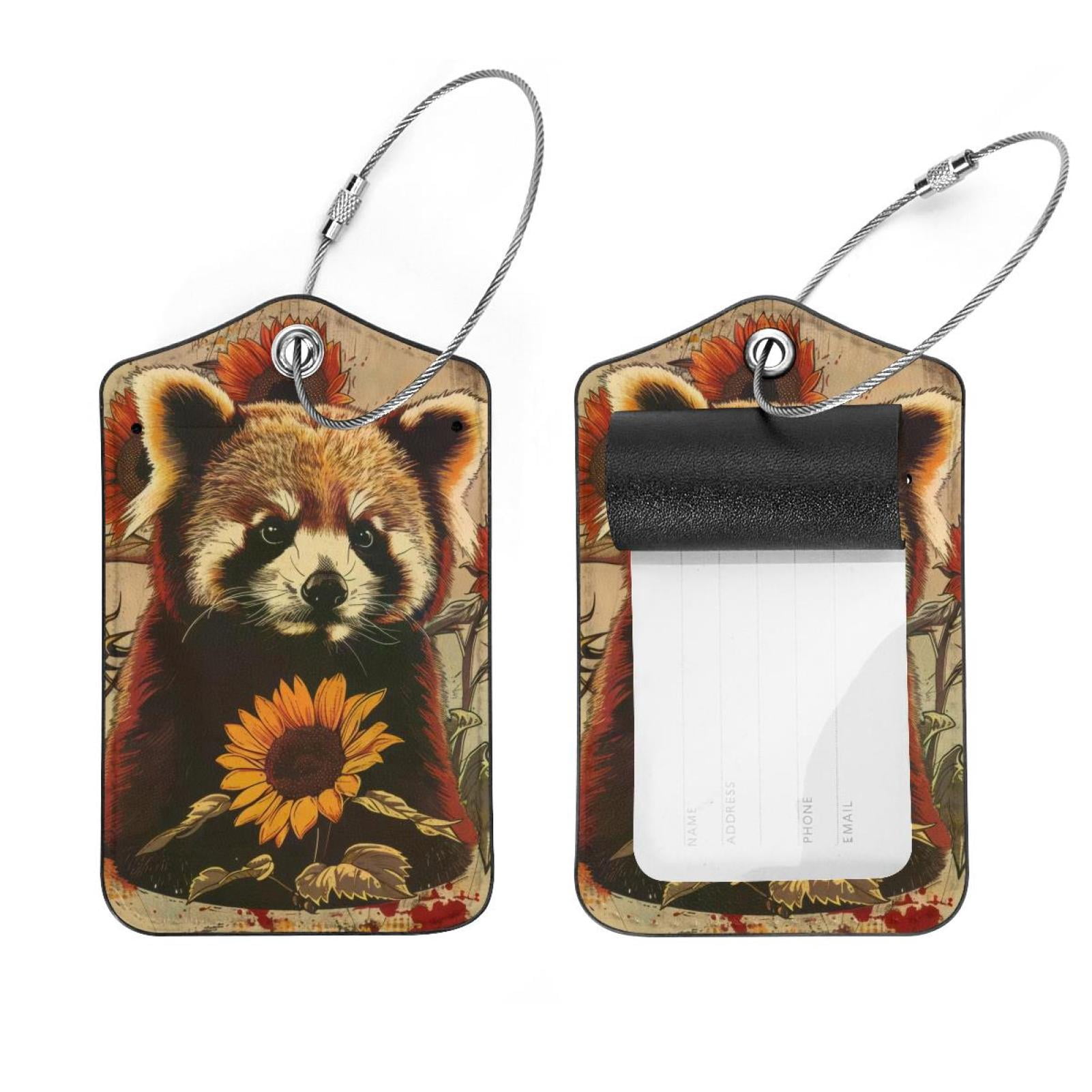 PhooArto Sunflowers Red Panda Vintage Luggage Tags with Stainless Steel ...