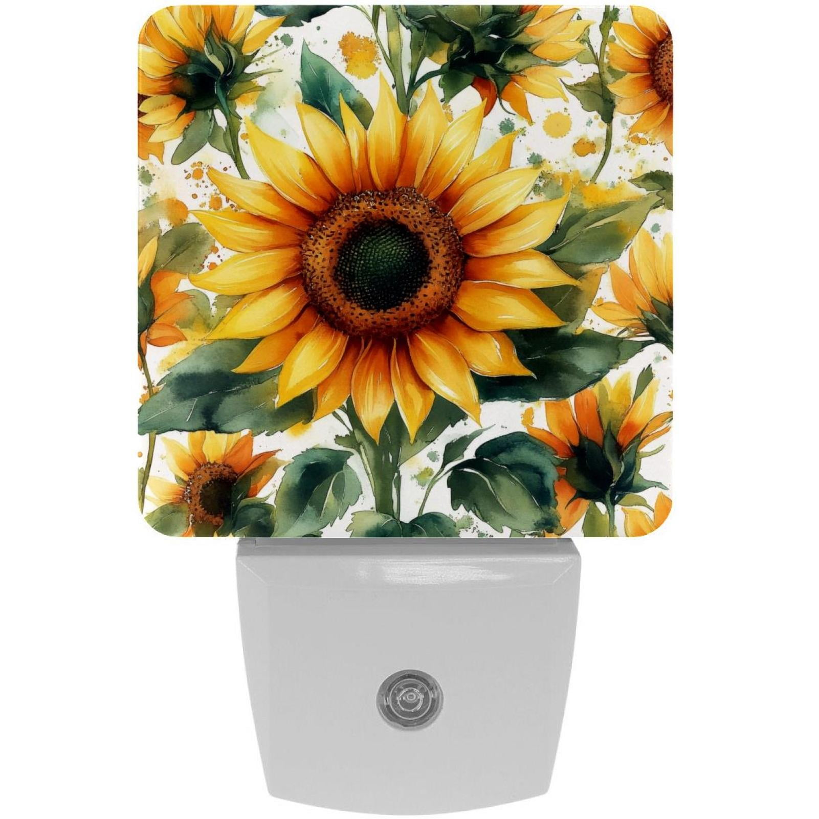 PhooArto Sunflowers Splash Pattern Plug in LED Night Light Auto Sensor ...