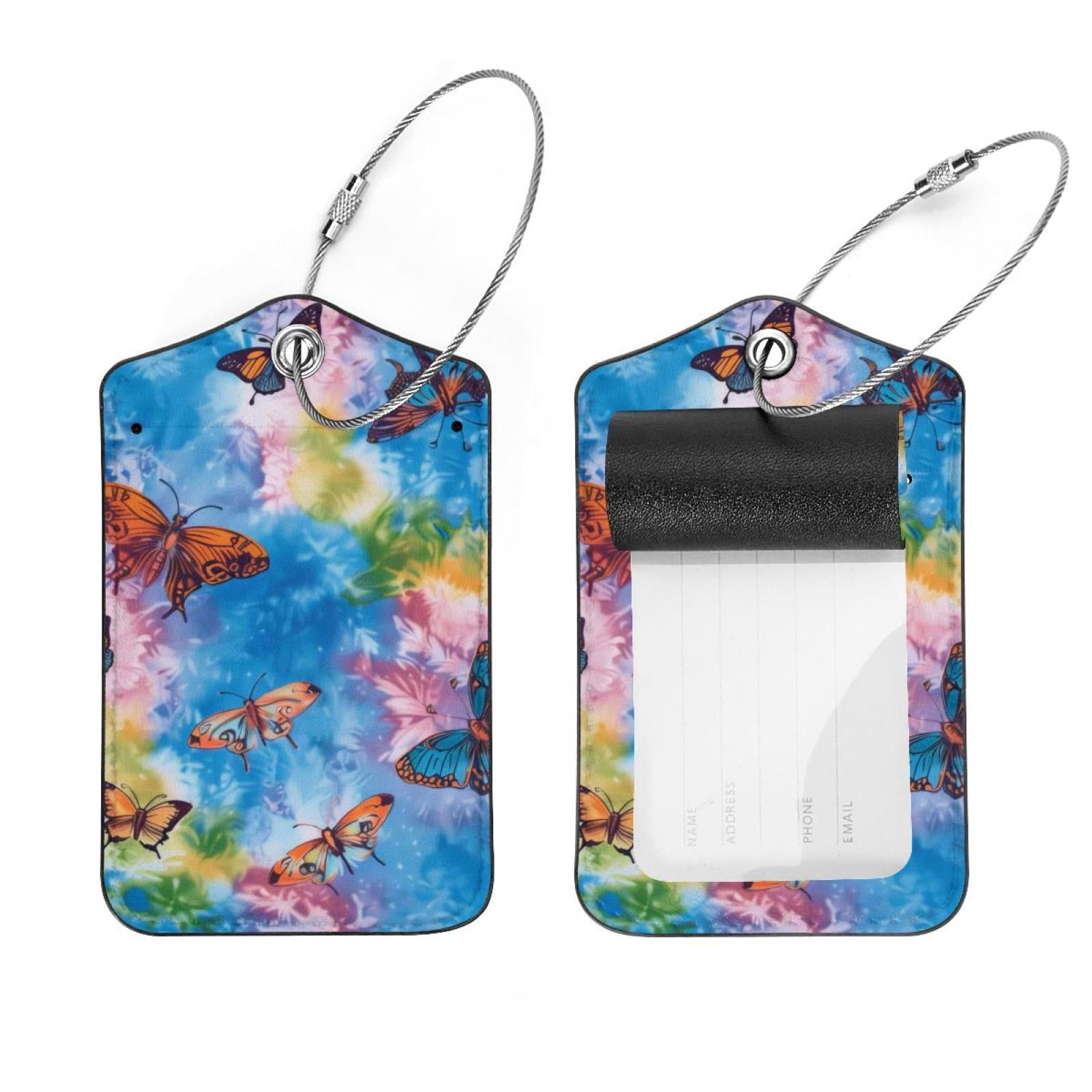 PhooArto Tie Dye Butterfly Pattern Luggage Tags with Stainless Steel ...