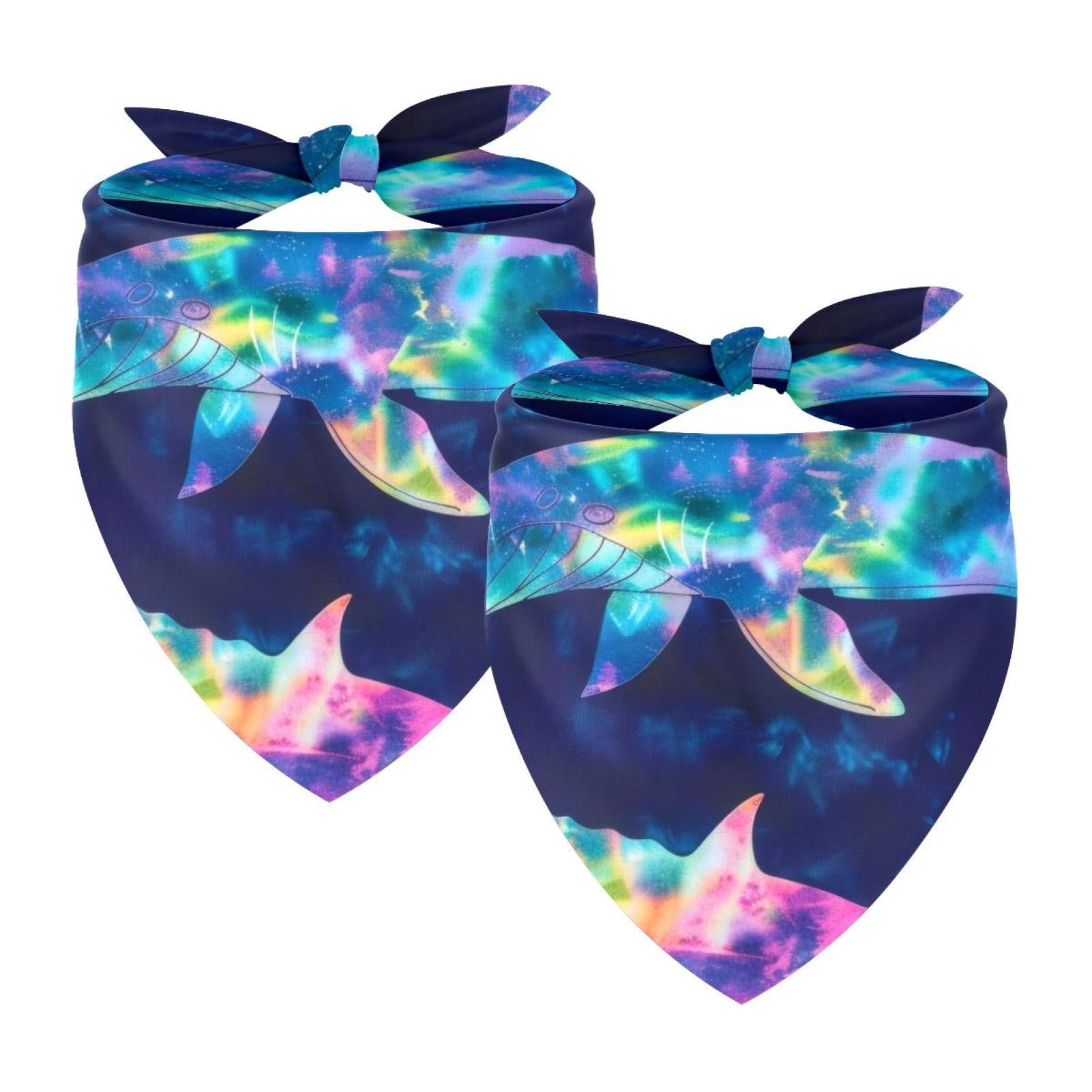 PhooArto Tie Dye Whale and Shark Patterns Dog Bandanas, 2 Pack Soft ...