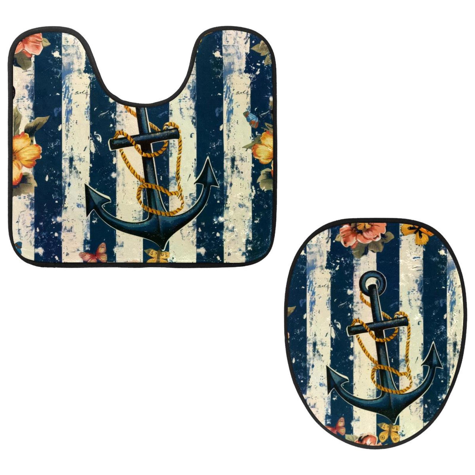 PhooArto Toilet Lid Cover and U-Shaped Toilet Floor Mat Set of 2 Pieces ...