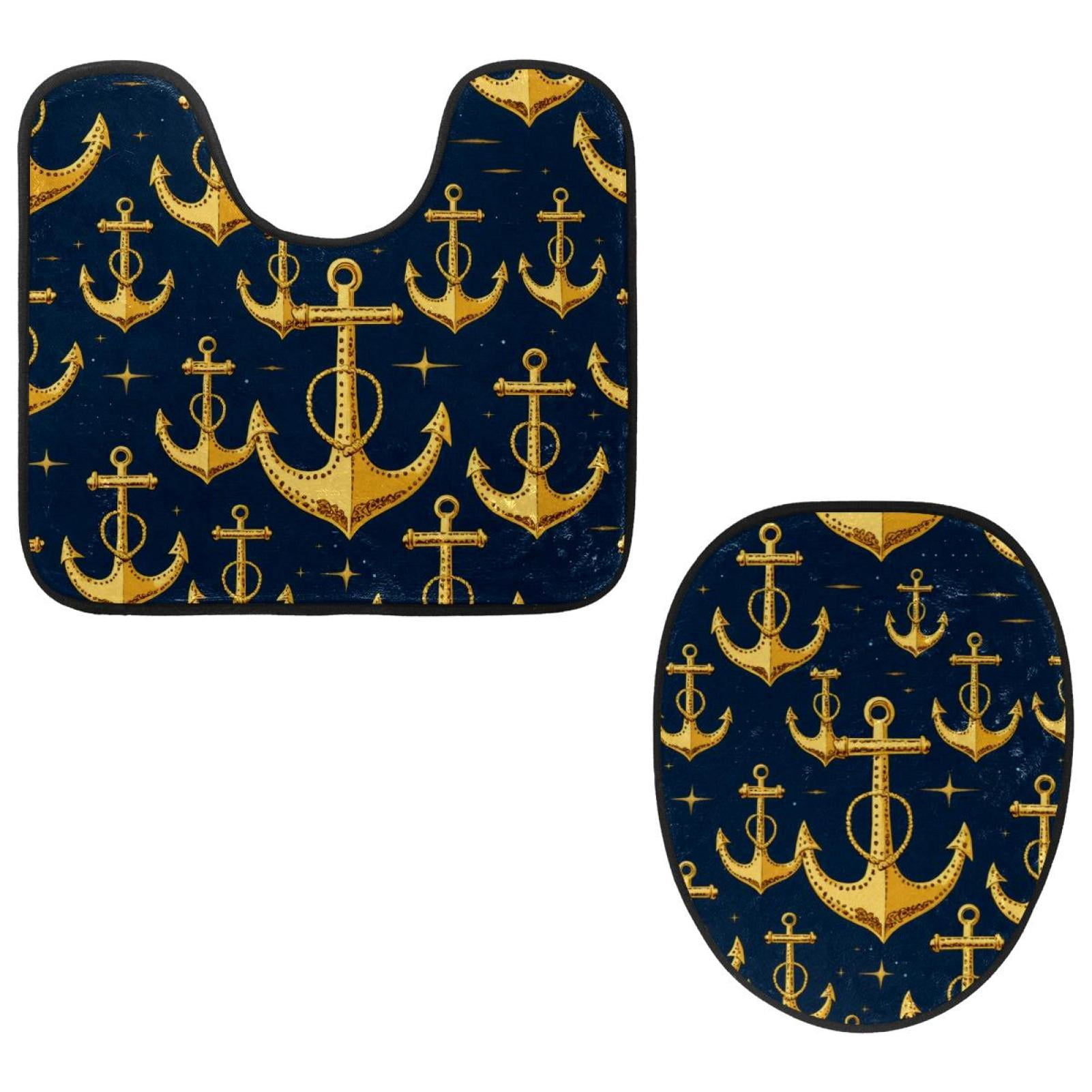 PhooArto Toilet Lid Cover and U-Shaped Toilet Floor Mat Set of 2 Pieces ...