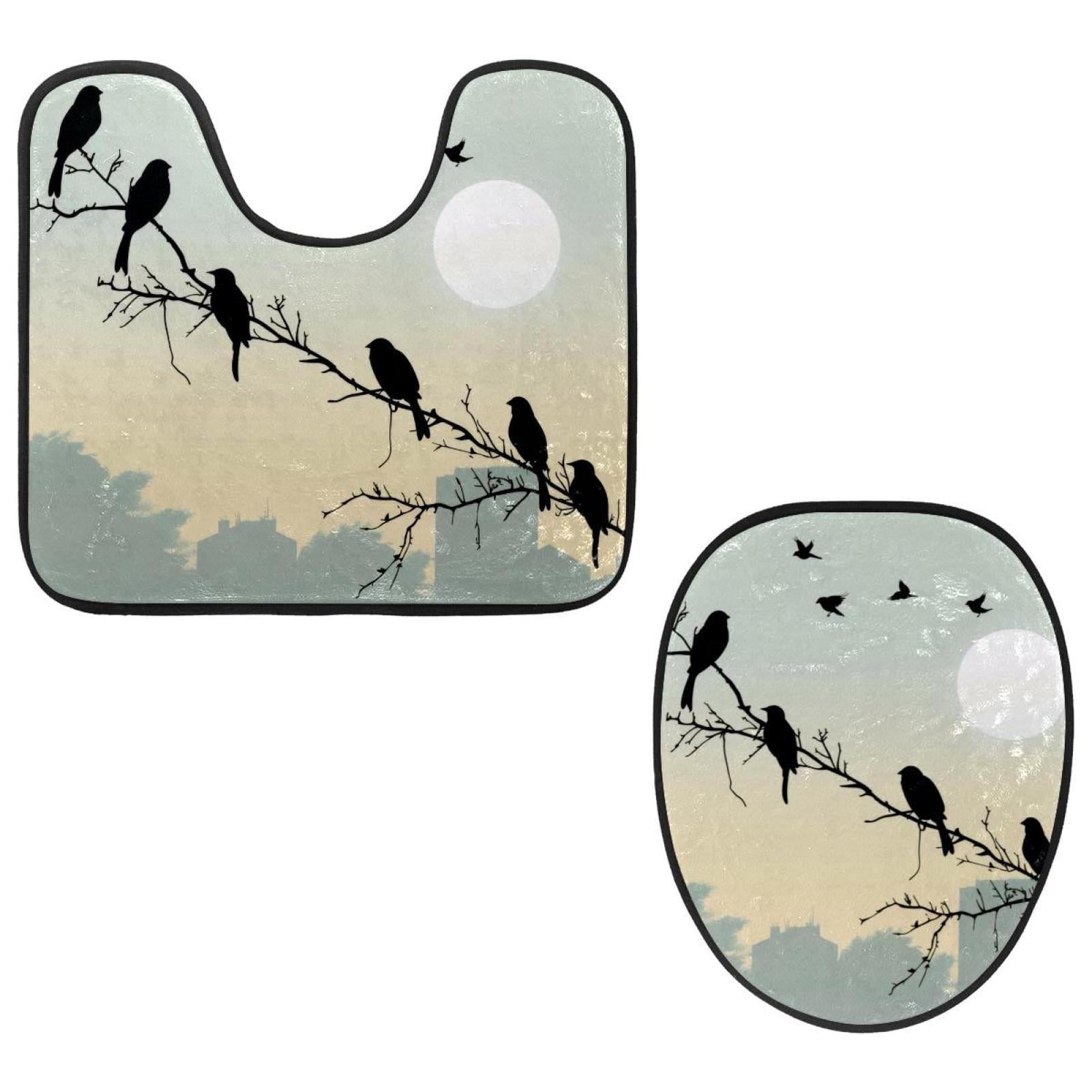 PhooArto Toilet Lid Cover and U-Shaped Toilet Floor Mat Set of 2 Pieces ...