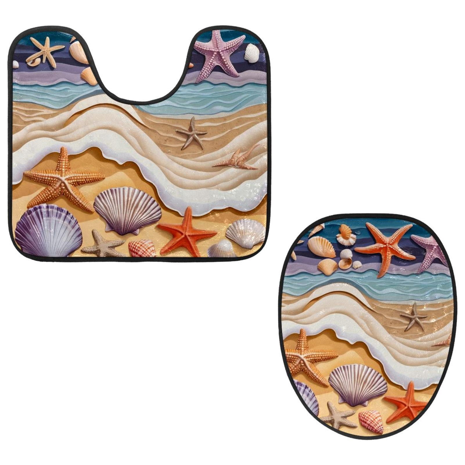 PhooArto Toilet Lid Cover and U-Shaped Toilet Floor Mat Set of 2 Pieces ...
