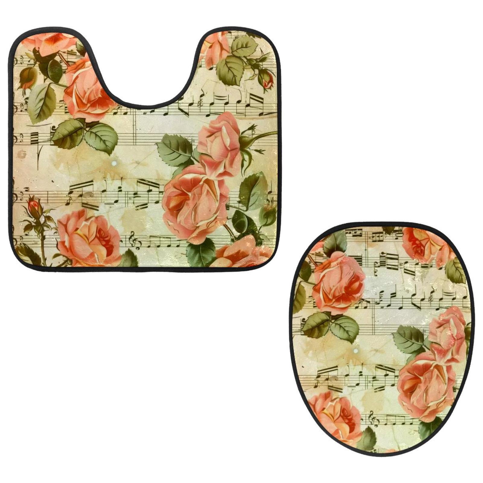 PhooArto Toilet Lid Cover and U-Shaped Toilet Floor Mat Set of 2 Pieces ...