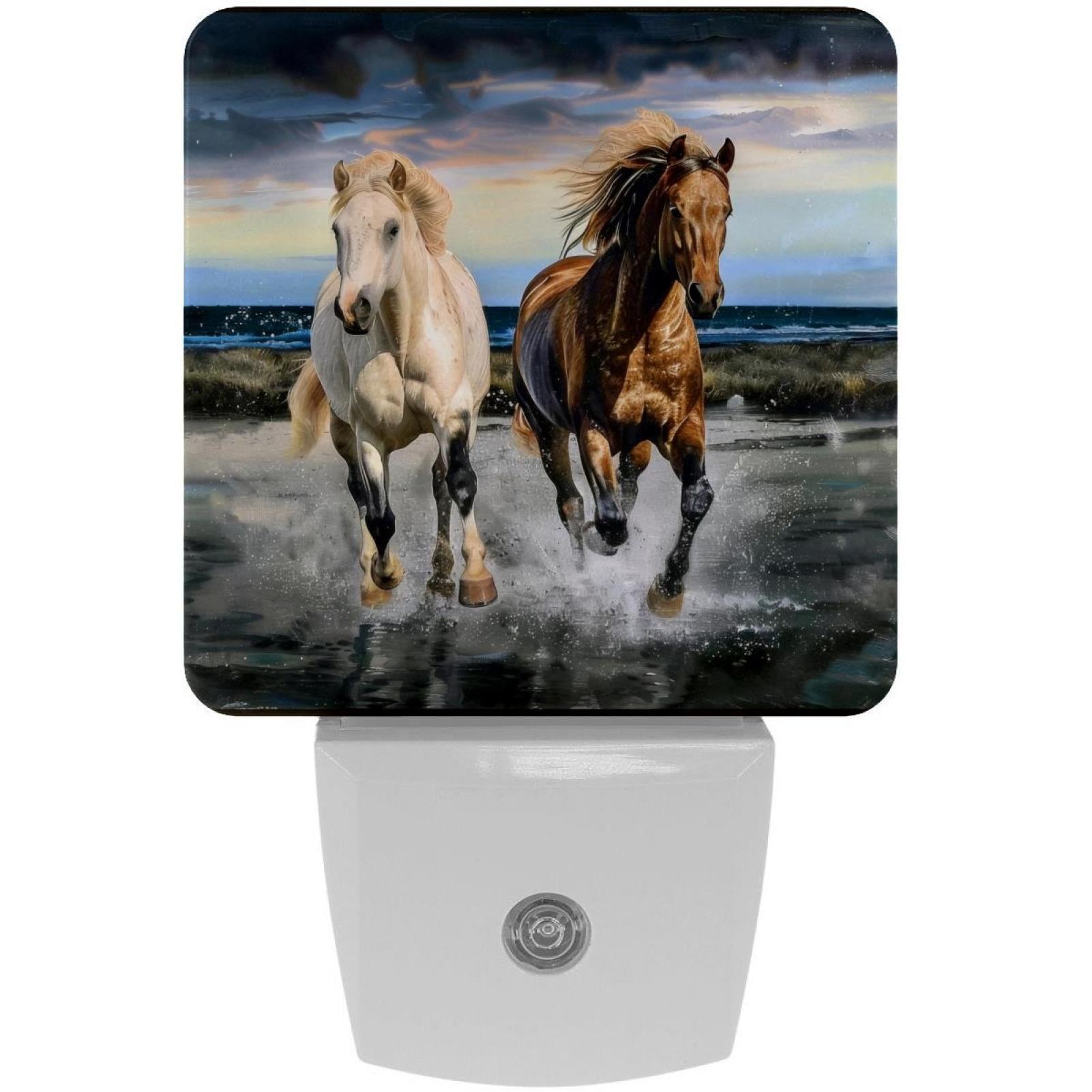 PhooArto Two Running Horses Plug in LED Night Light Auto Sensor Dusk to ...