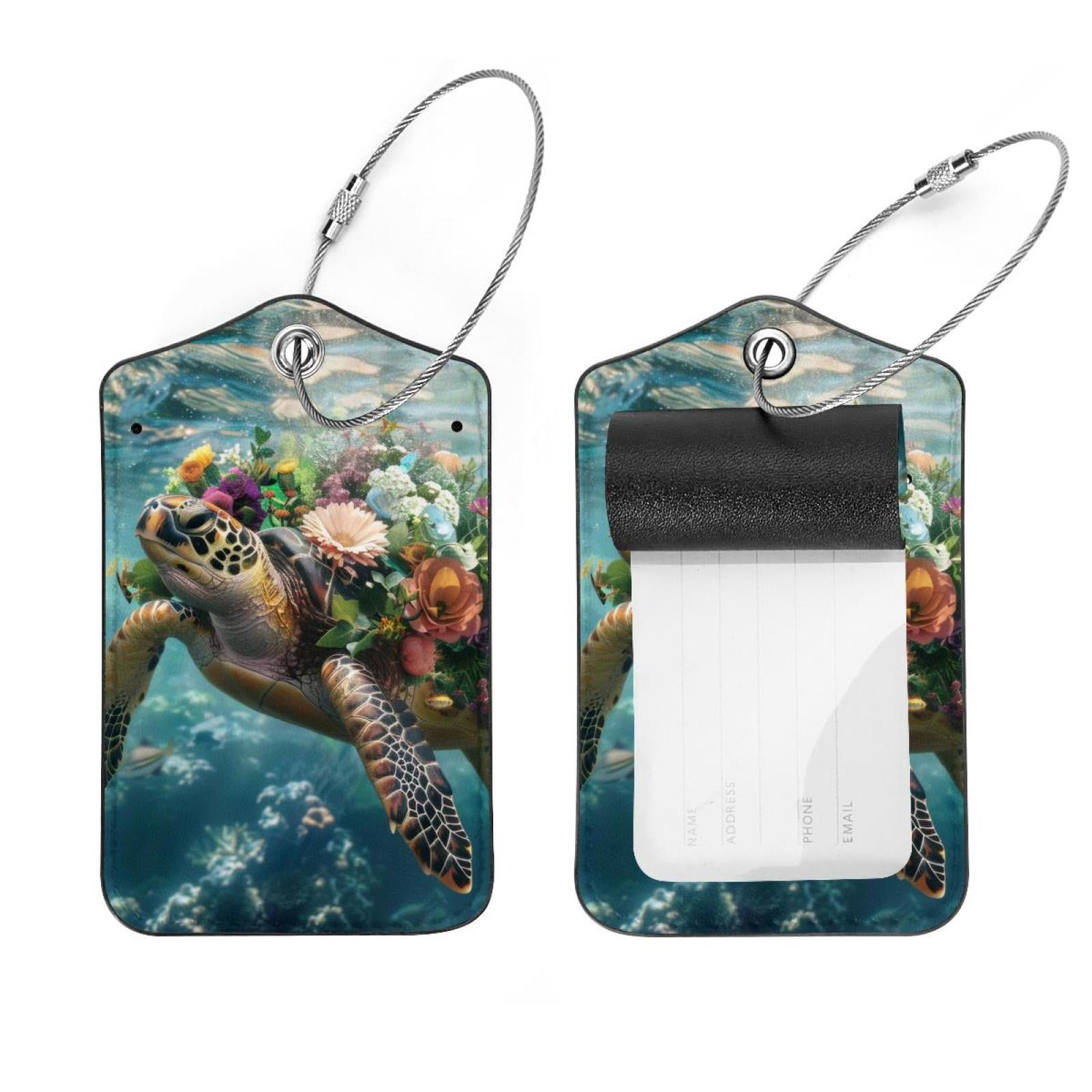 PhooArto Underwater Sea Turtle Flowers Bouquet Luggage Tags with ...
