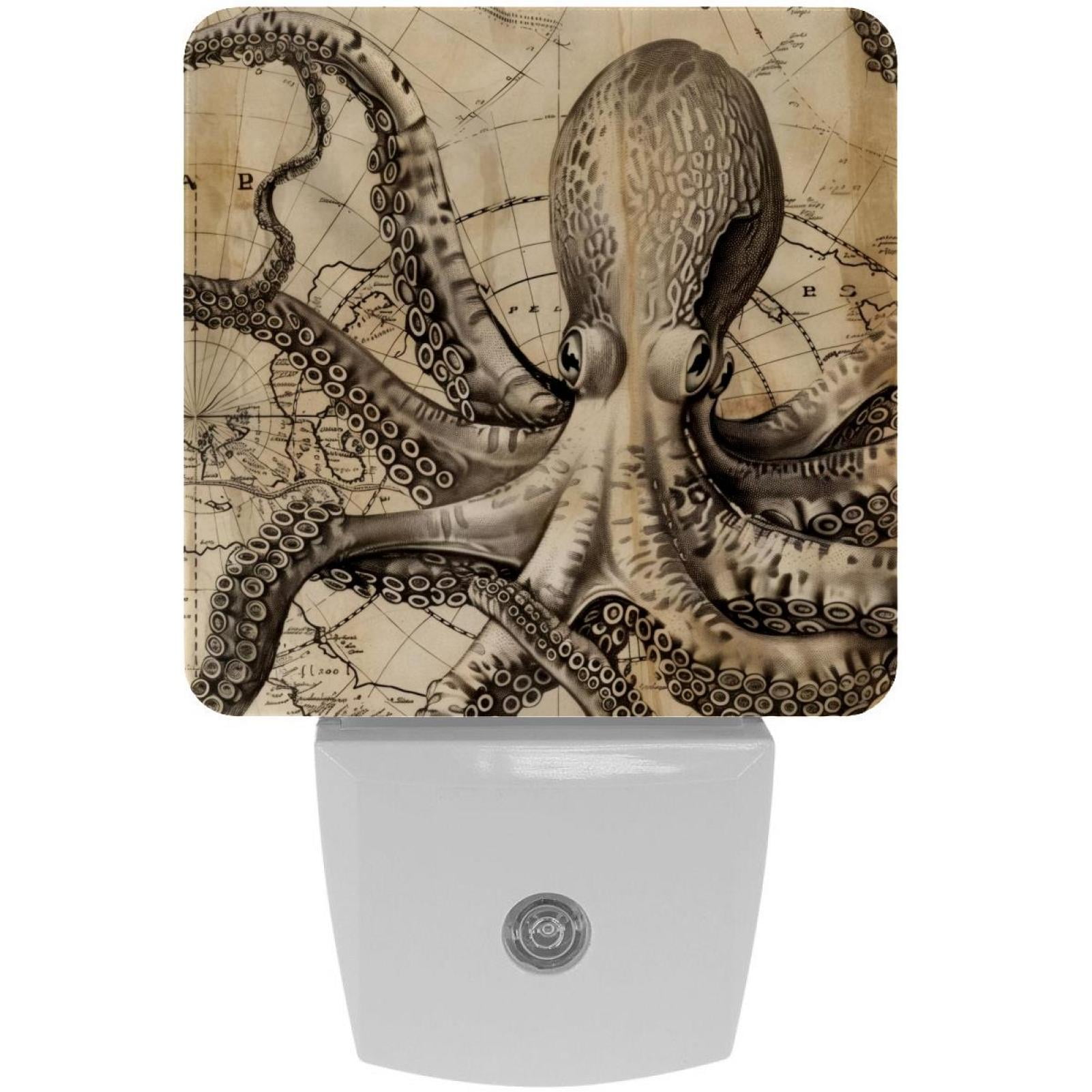 PhooArto Vintage Map and Octopus Plug in LED Night Light Auto Sensor ...