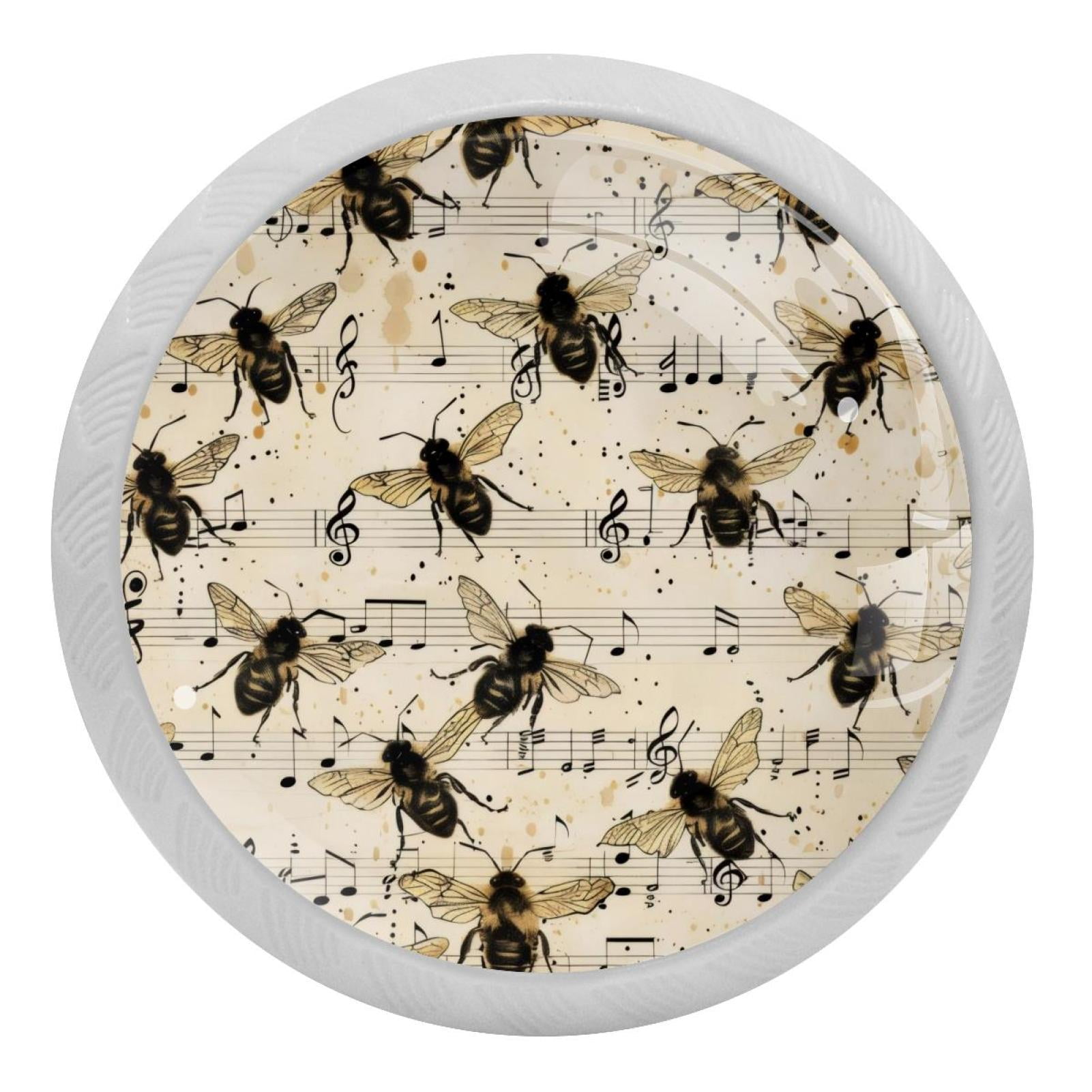 PhooArto Vintage Music Notes and Bees Pattern 4 PCS Crystal Glass ...