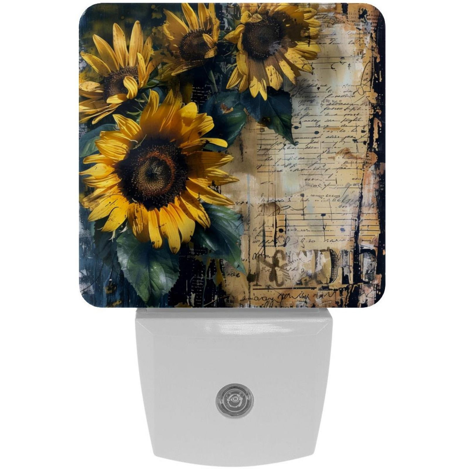 PhooArto Vintage Music Notes Sunflowers Plug in LED Night Light Auto ...