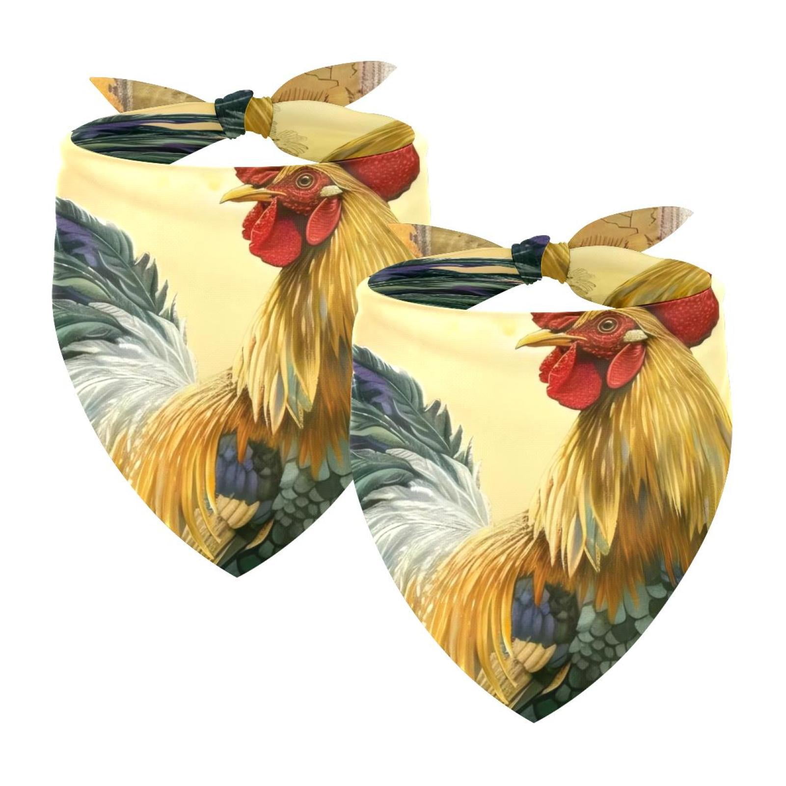 PhooArto Vintage Rooster Sunflower Art Pattern Dog Bandanas, 2 Pack ...