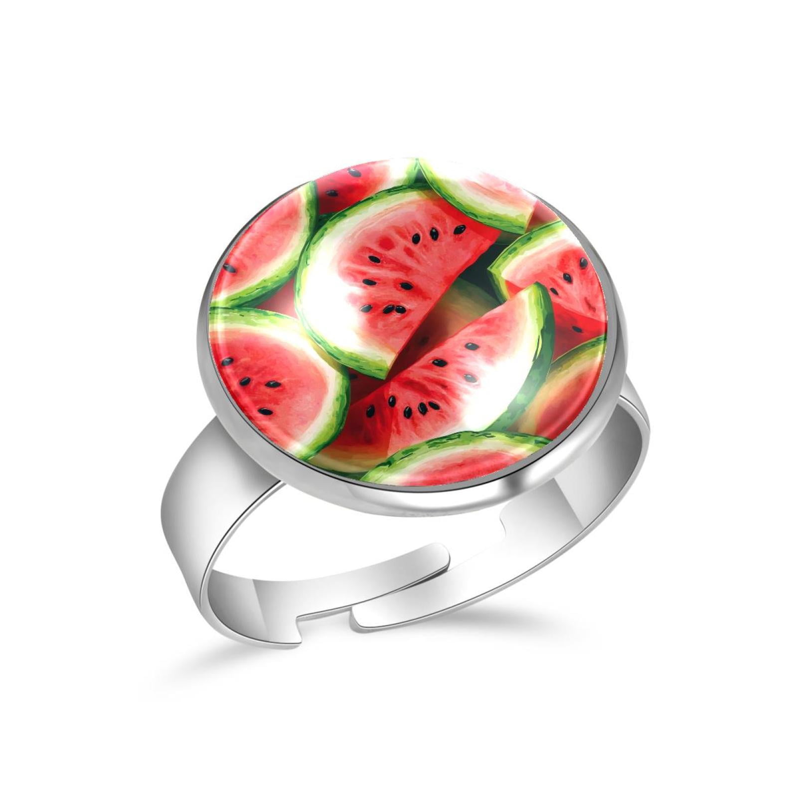 PhooArto Watermelon Pattern Stainless Steel Rings for Women, Open ...