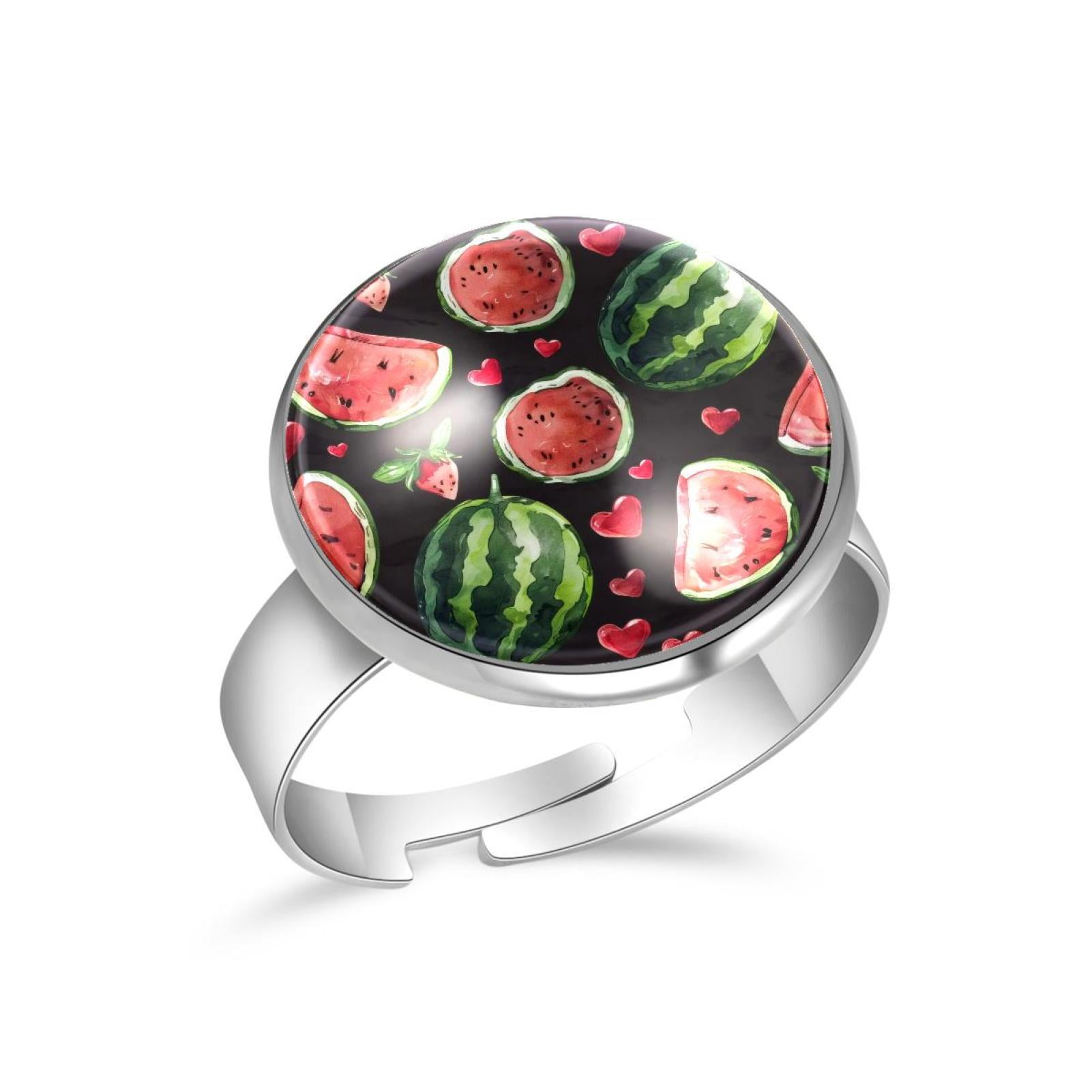 PhooArto Watermelons Love Heart Pattern Stainless Steel Rings for Women ...