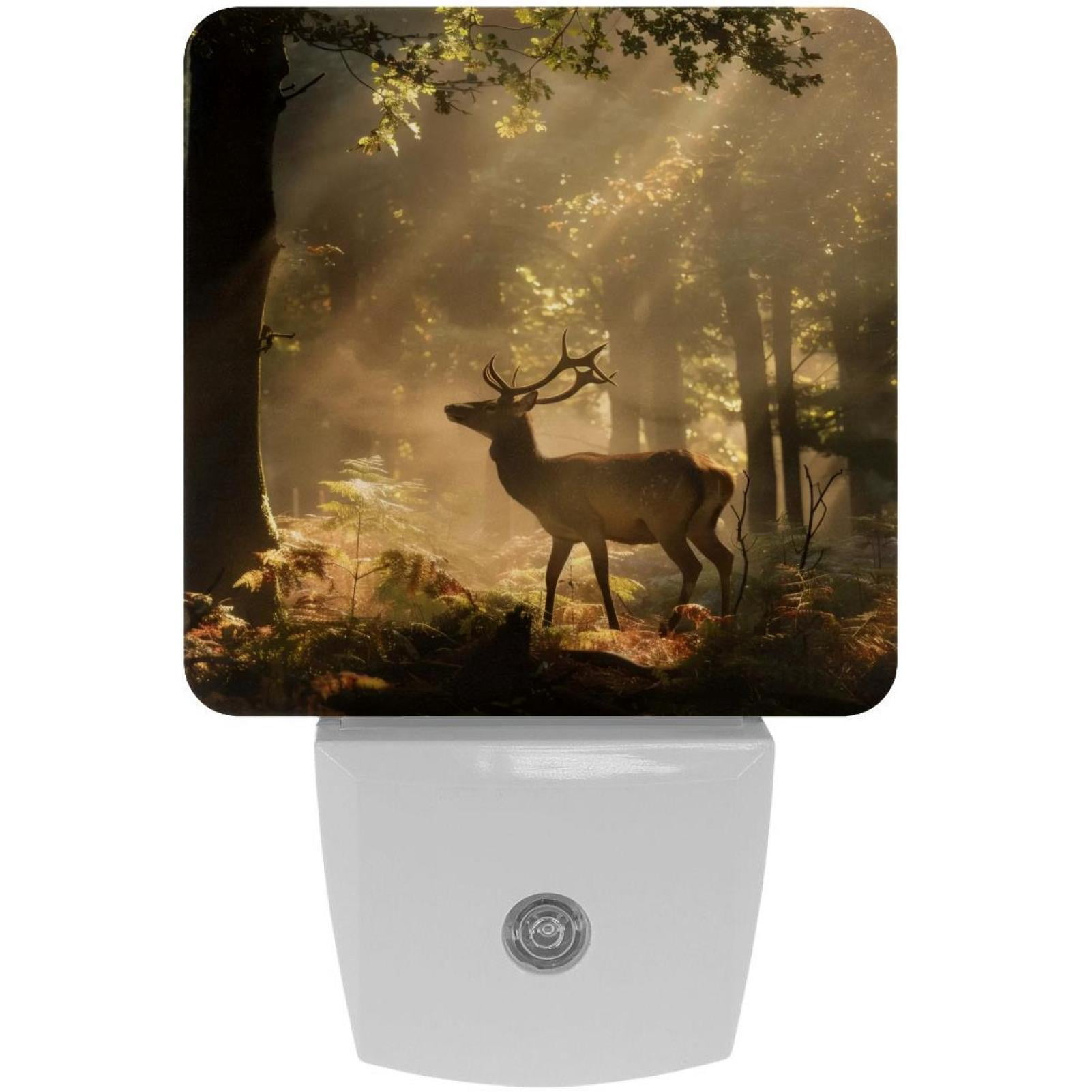 PhooArto Wilderness Forest Deer Plug in LED Night Light Auto Sensor ...