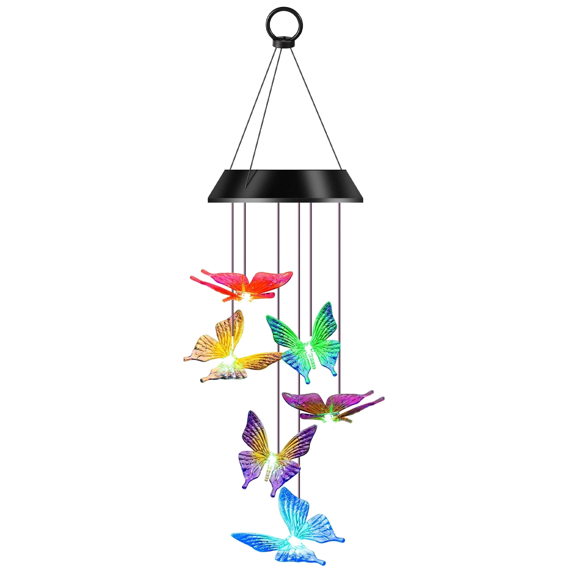 Phopollo Solar Wind Chime Lights (Purple & Yellow), Wind Chimes RGB ...