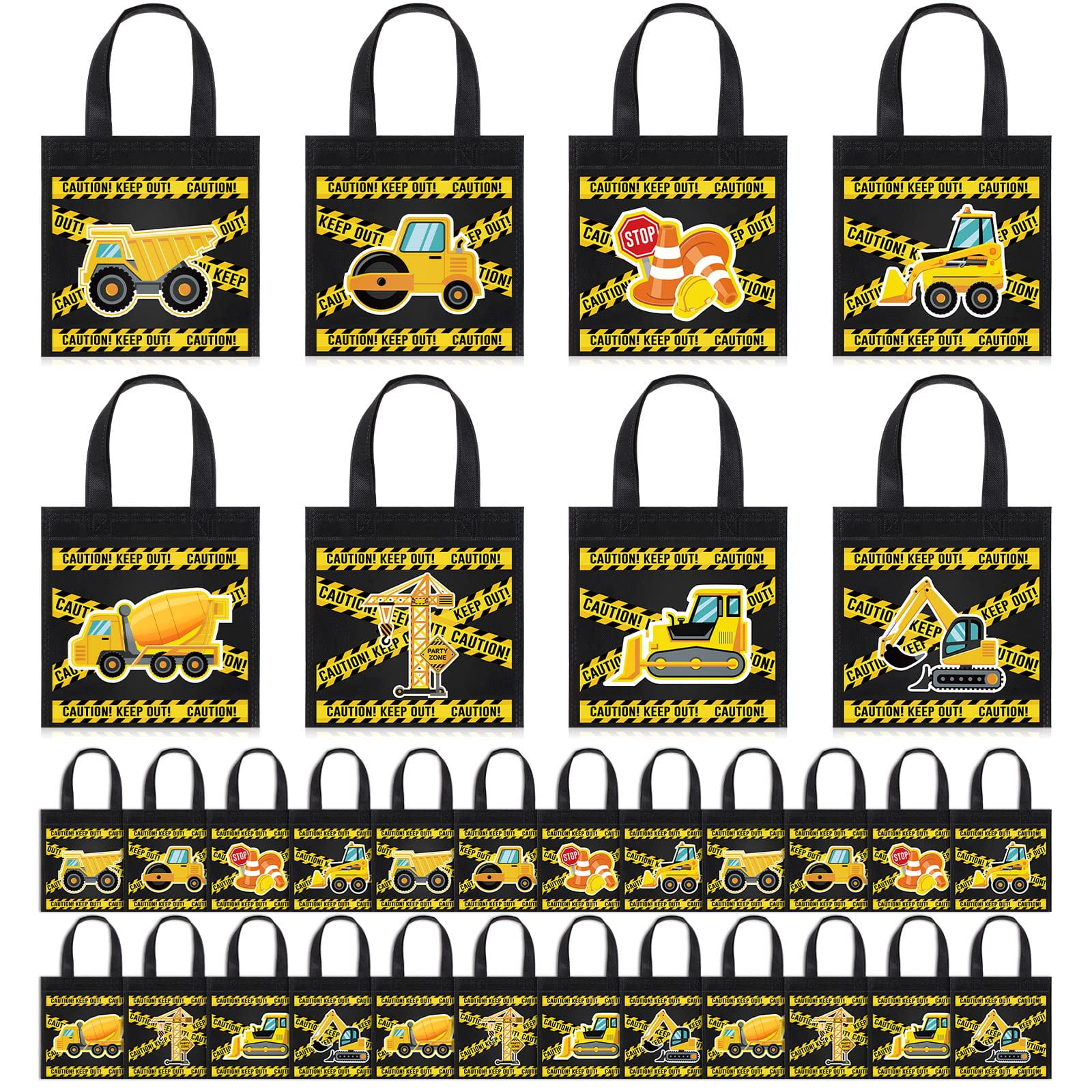 Photect 24 Pieces Construction Party Favors Construction Non Woven Tote ...